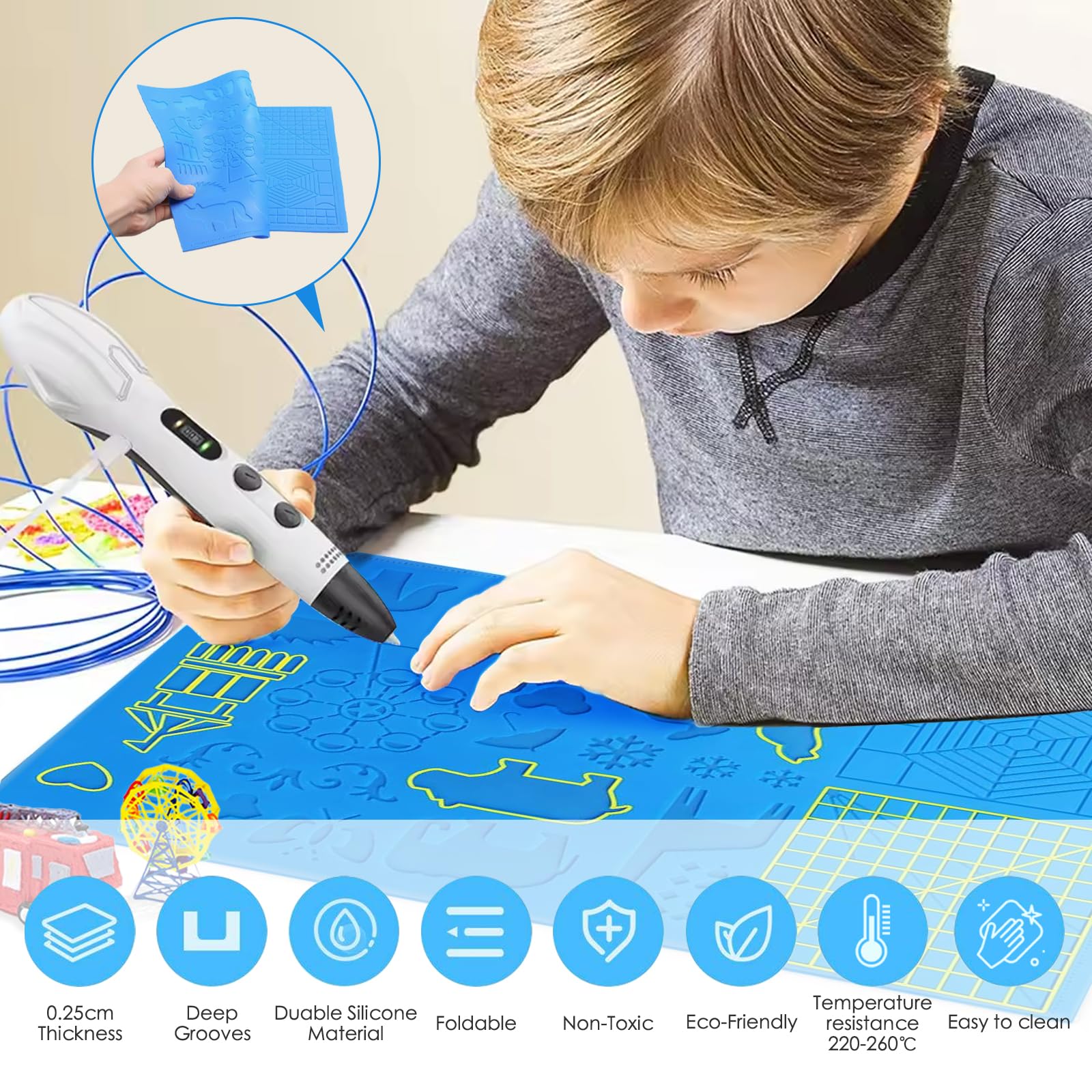 3d Pens CORHAD 10-Piece 3D Pen Mat Set - 18x10cm PVC Drawing Templates ...