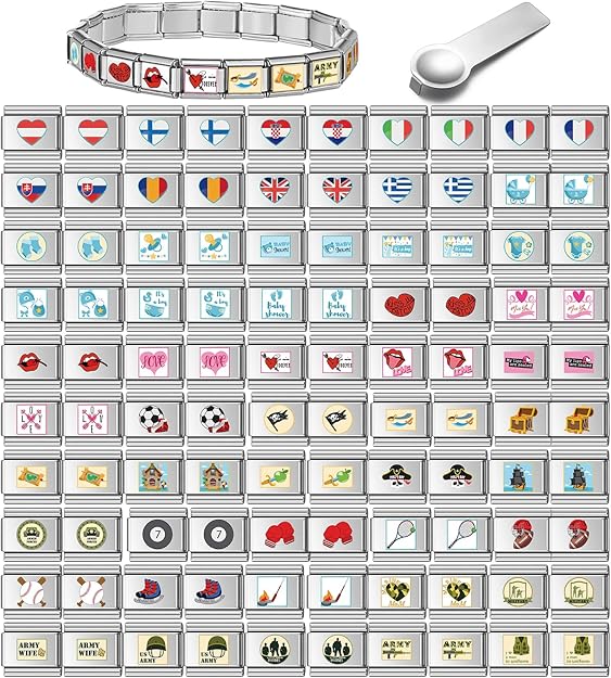 Amazon.com: Tondiamo Set of 101 Italian Charms 9mm Bracelet Links 2 ...