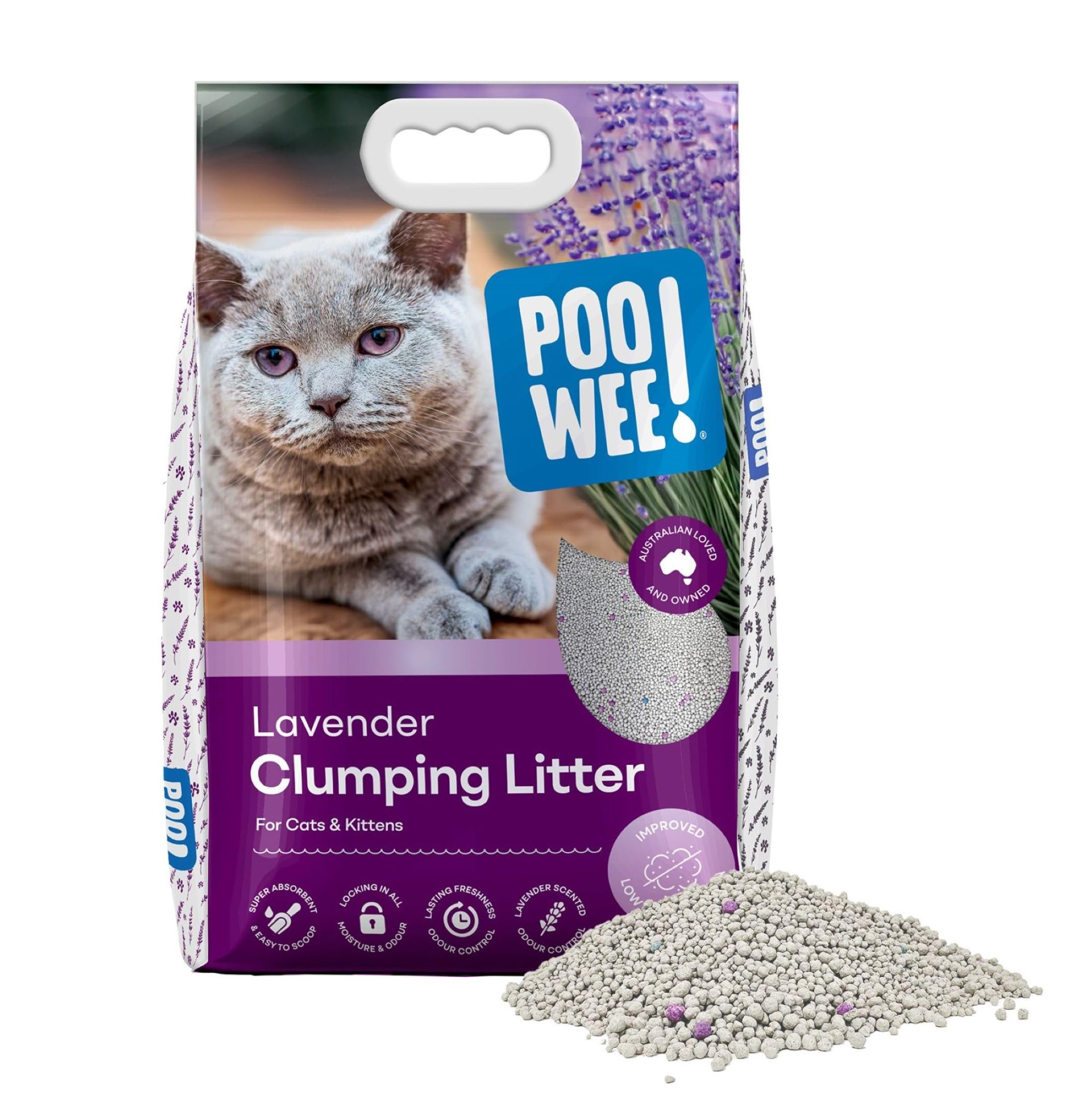 POOWEE! Clumping Lavender Cat & Kitten Litter, 7.5kg - Long Lasting ...