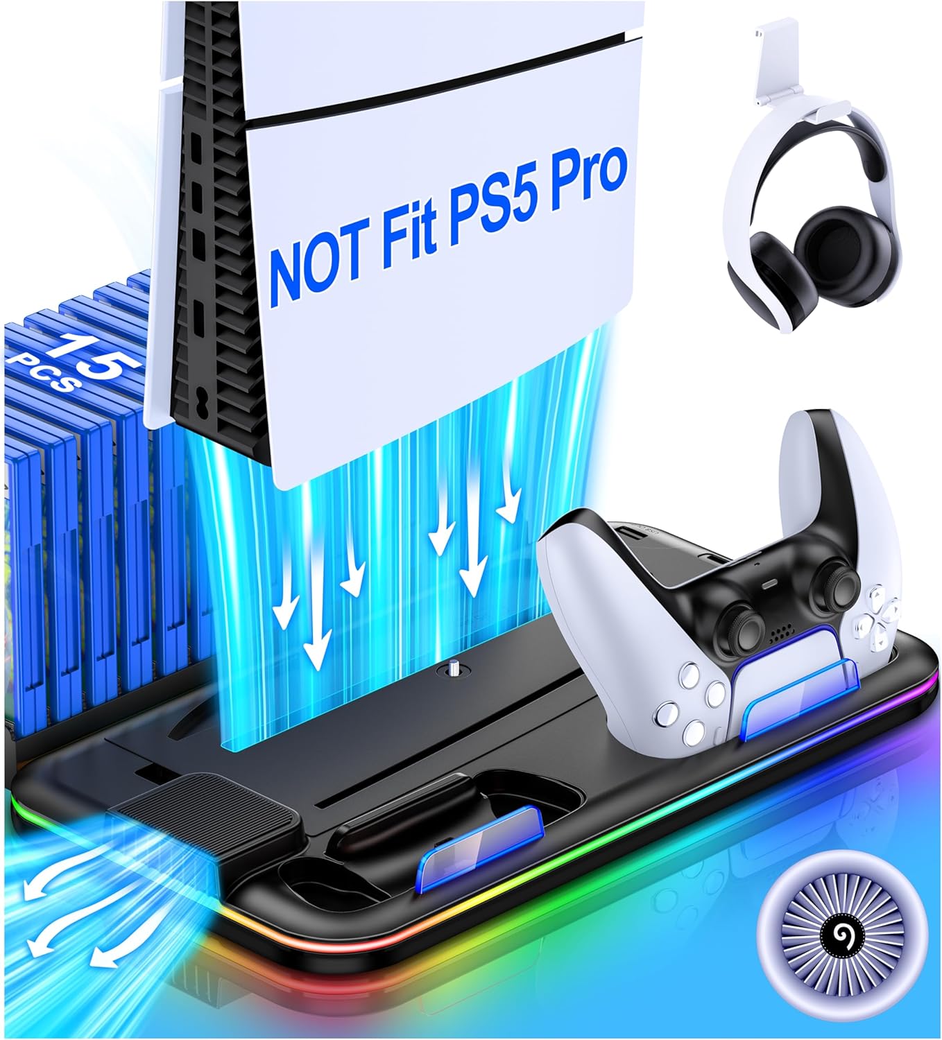 Amazon.com: PS5/PS5 Slim Stand and Cooling Station with Controller ...