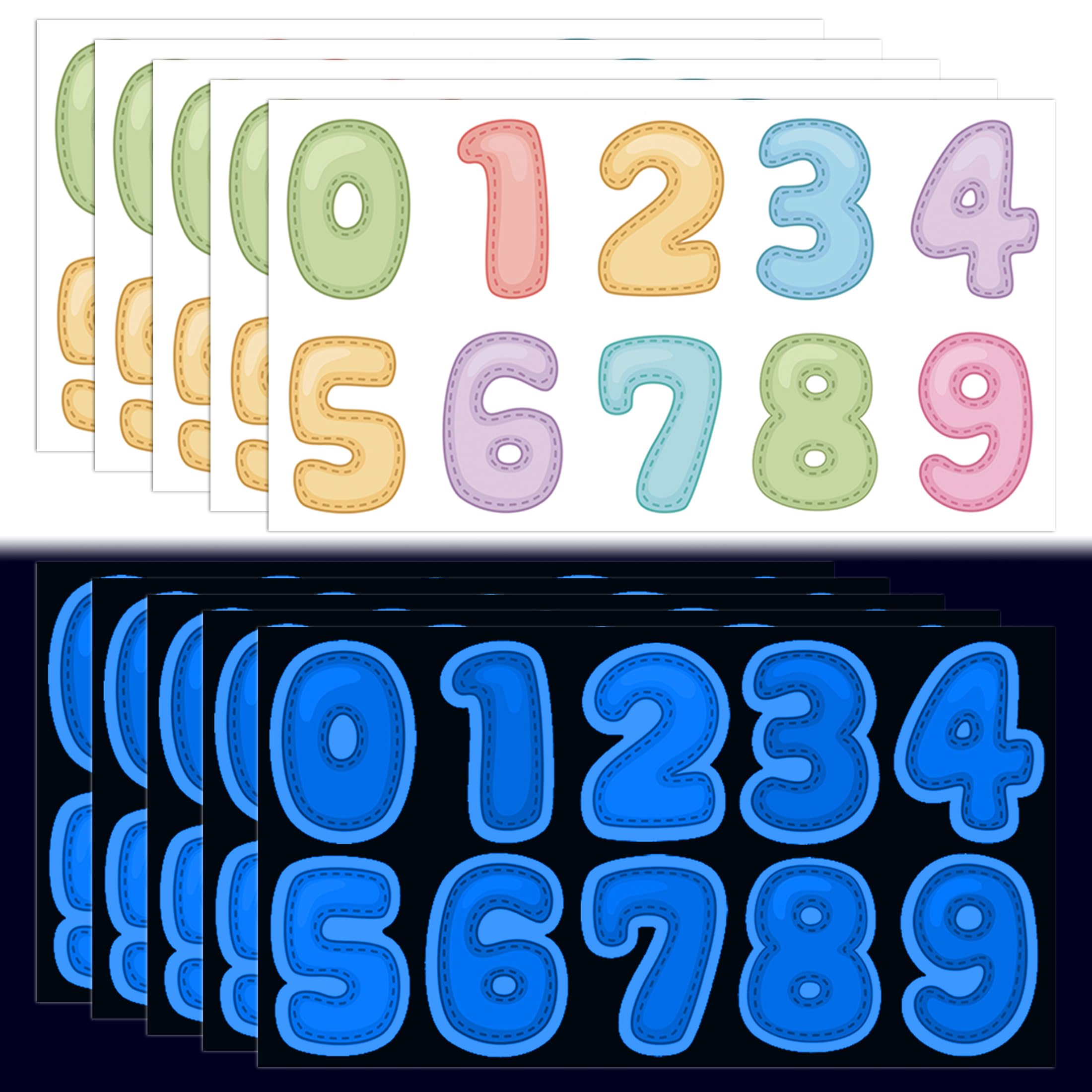 Amazon.com: Colorful 0-9 Number Water Bottle Stickers for Kids Glow in ...
