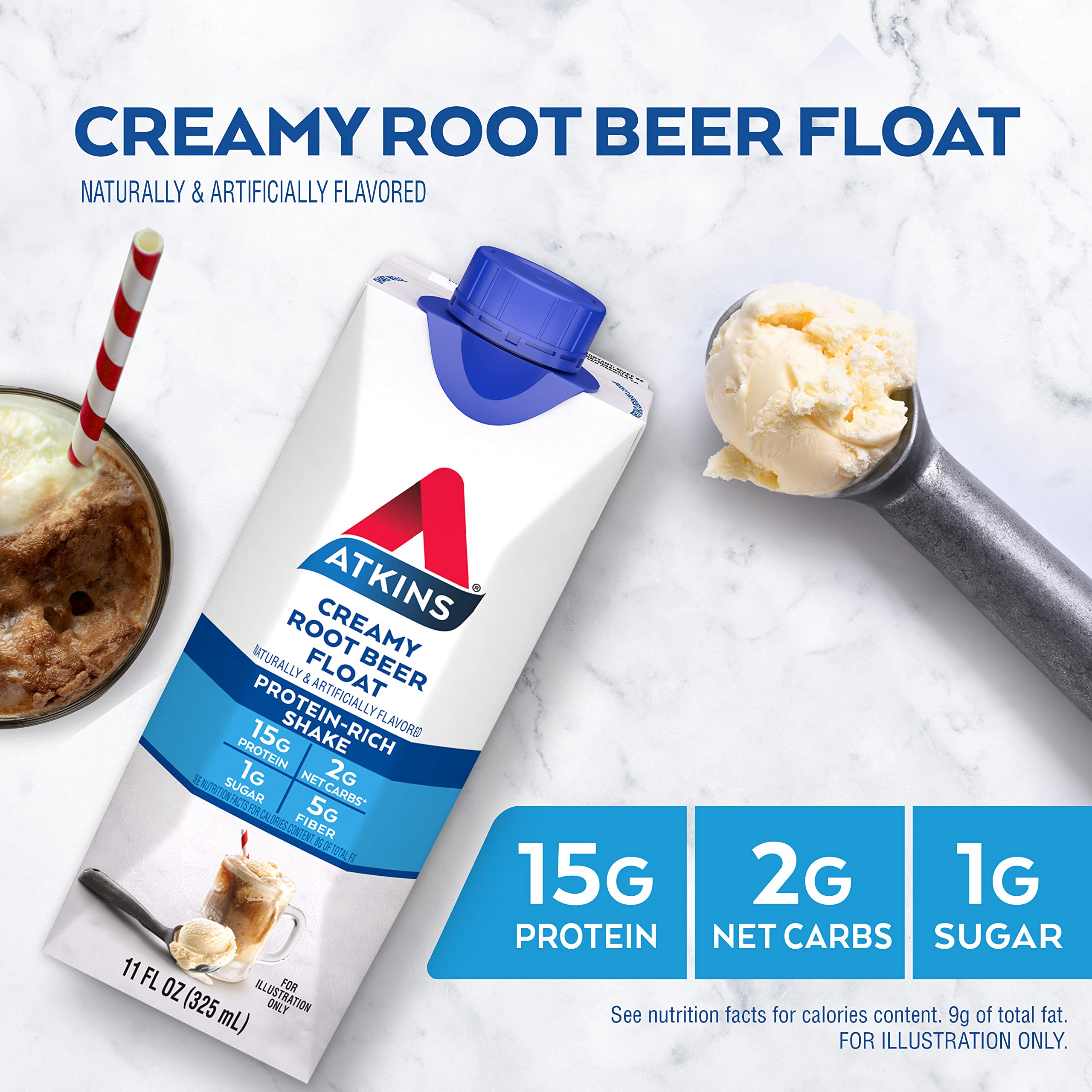 Snapklik.com : Atkins Protein Rich Shake, Creamy Root Beer Float, High ...