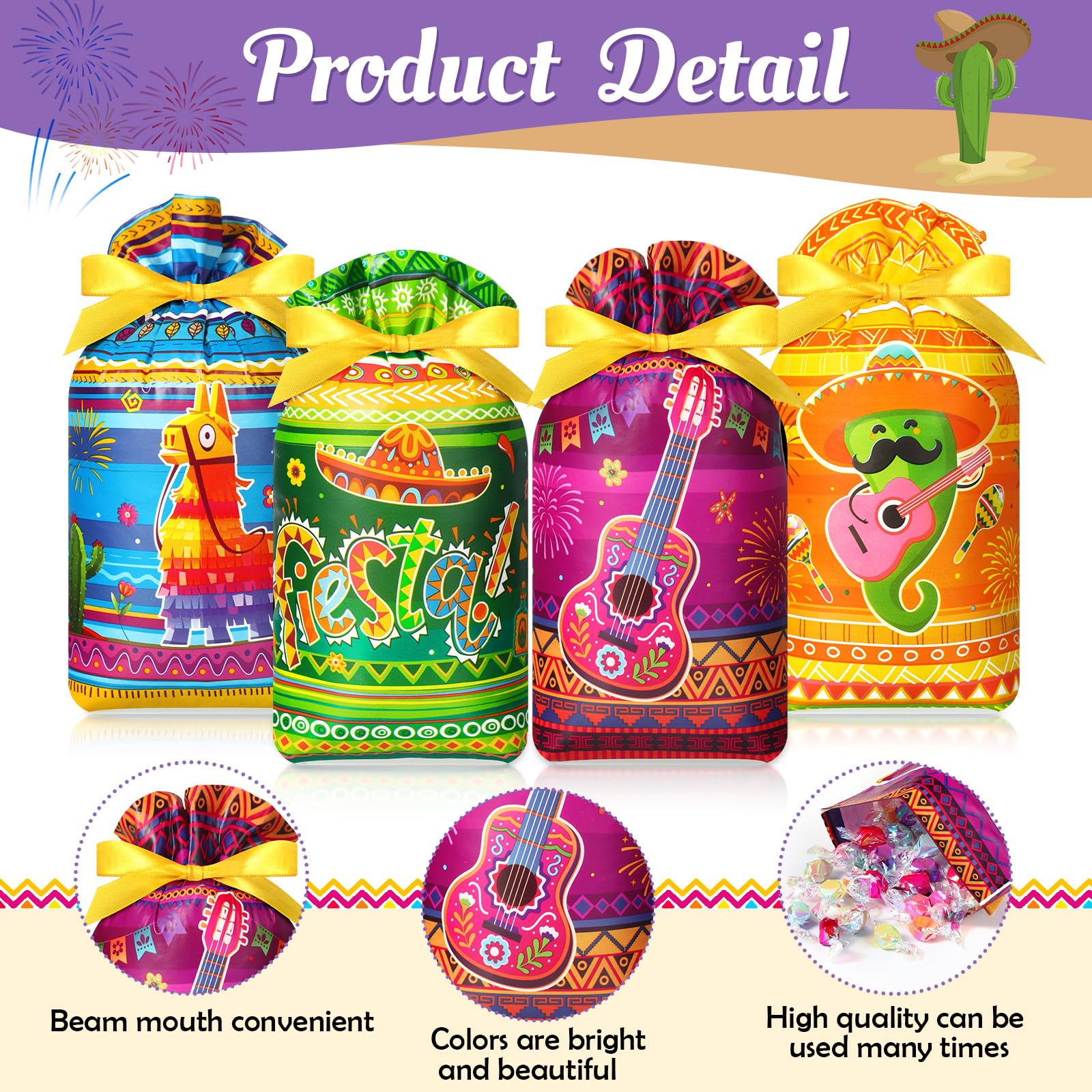Snapklik.com : 50 Pcs Mexican Fiesta Party Favor Bags Fiesta Cinco De ...