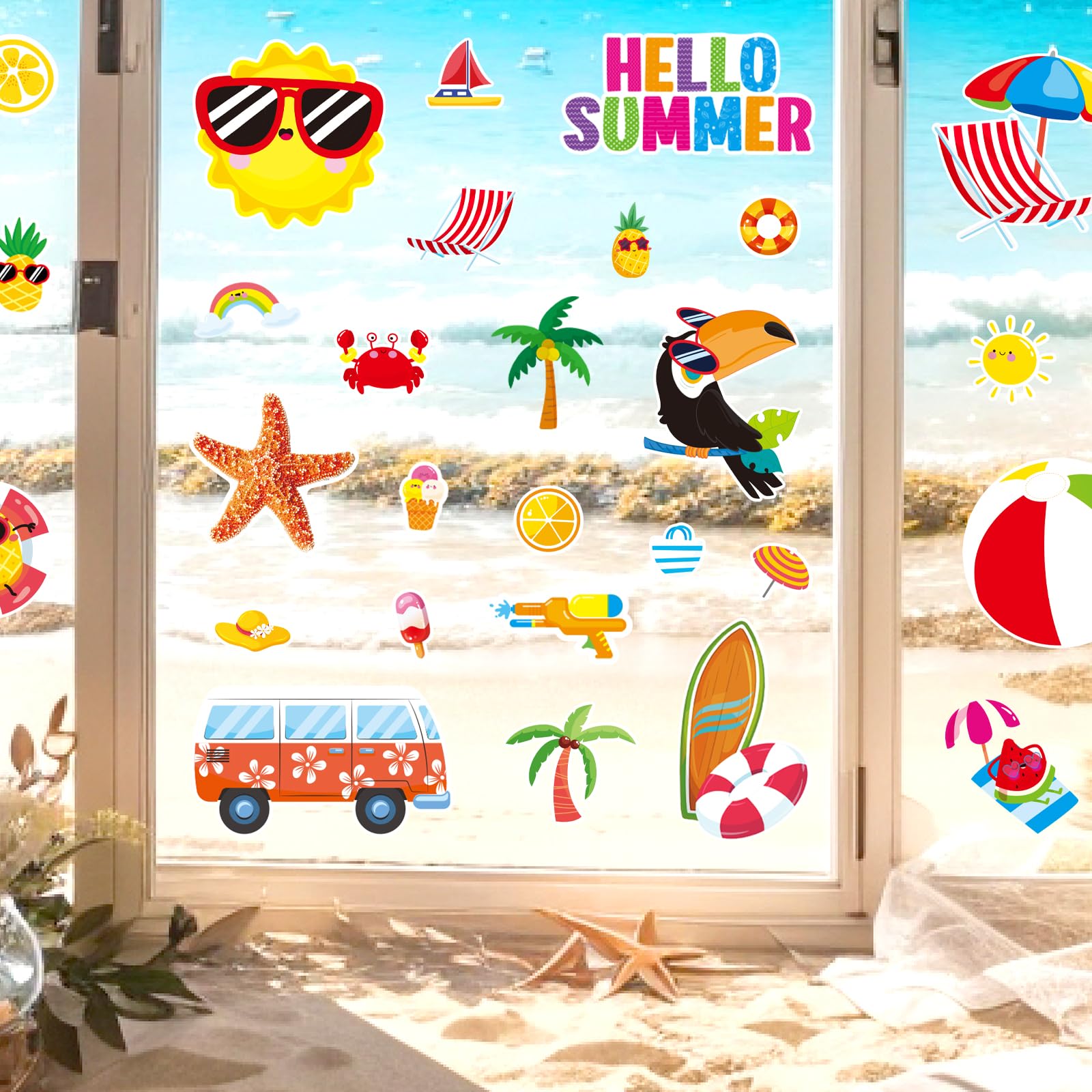 Snapklik.com : Pool Beach Window Clings Stickers 200+ Counts Hello ...
