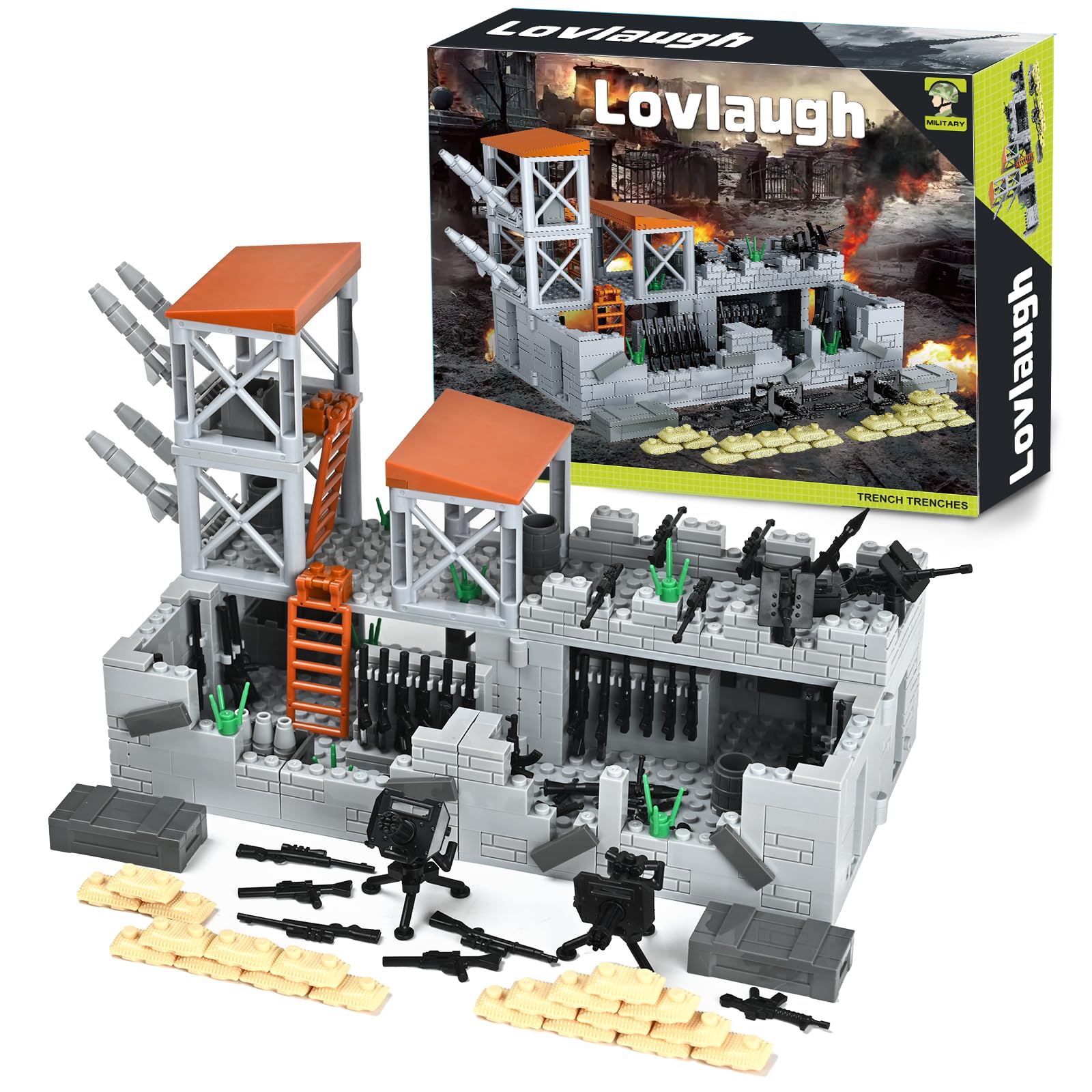 Amazon.com: lovlaugh WW2 Military Base Building Brick Set - 467PCS ...