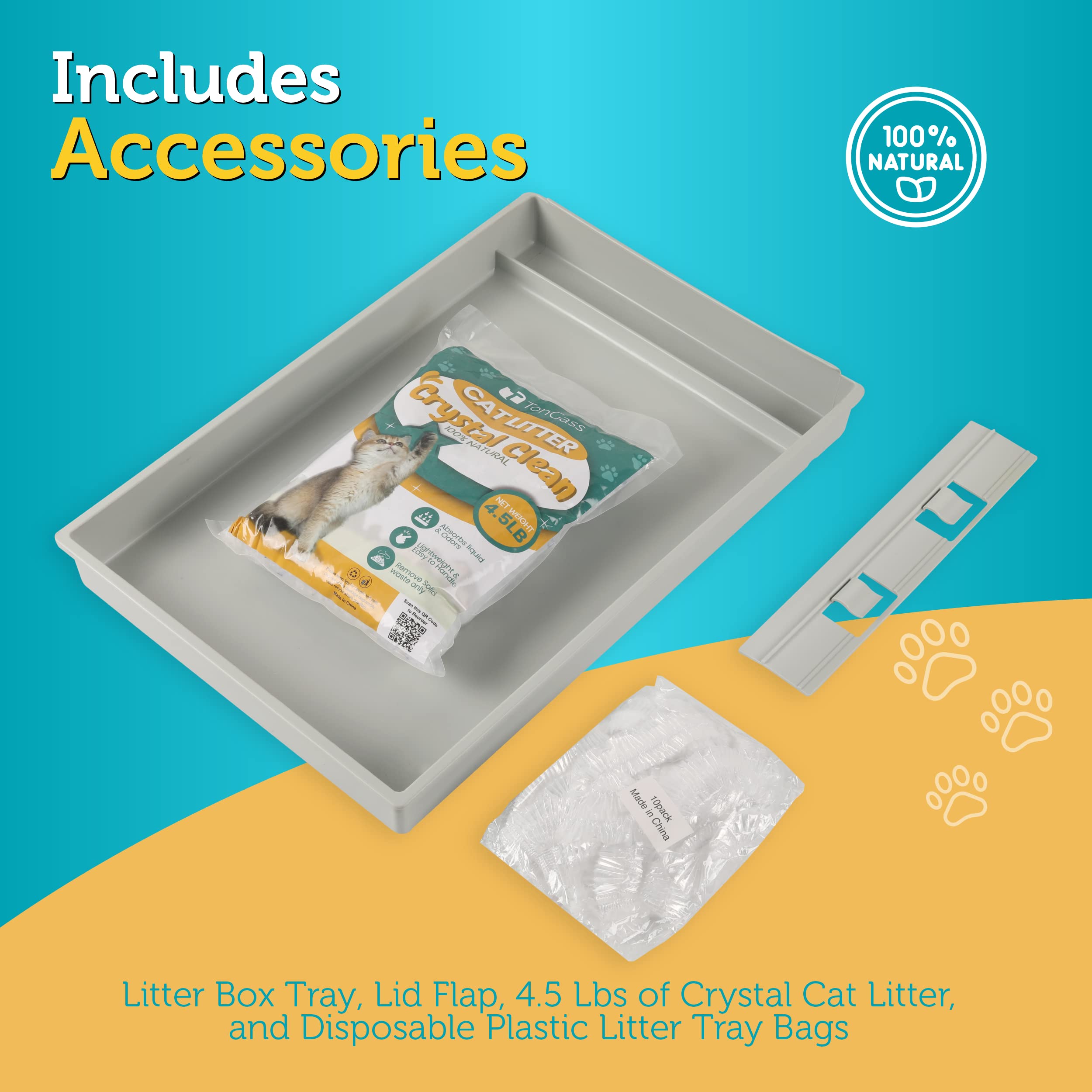 TonGass Reusable Self-Cleaning Cat Litter Box Tray Refills with 4.5 LB ...