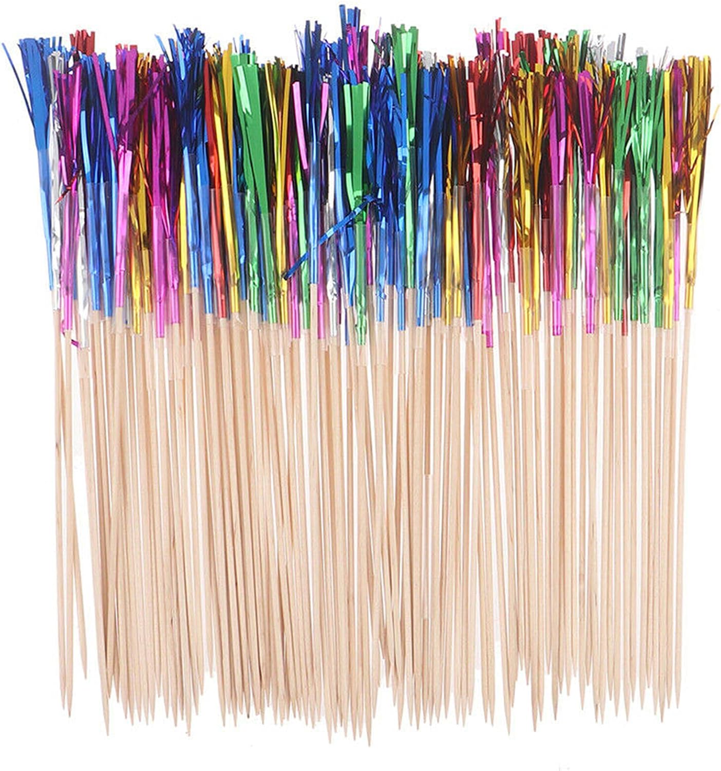 200Pcs Firework Cocktail Picks, BetterJonny Foil Frills Firework Picks ...