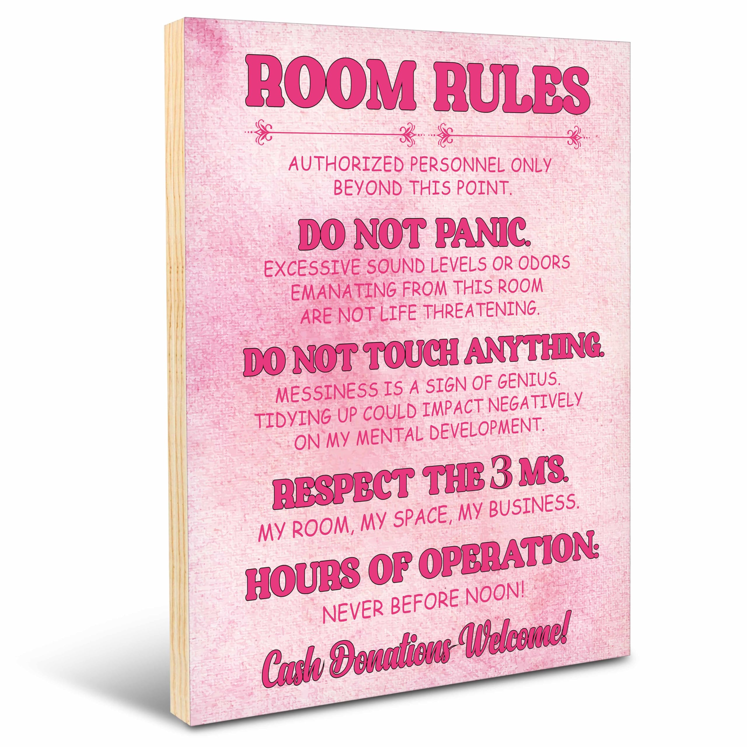 Amazon.com: Room Rules Sign Wall Decor, Wood Hanging Sign Bedroom Decor ...