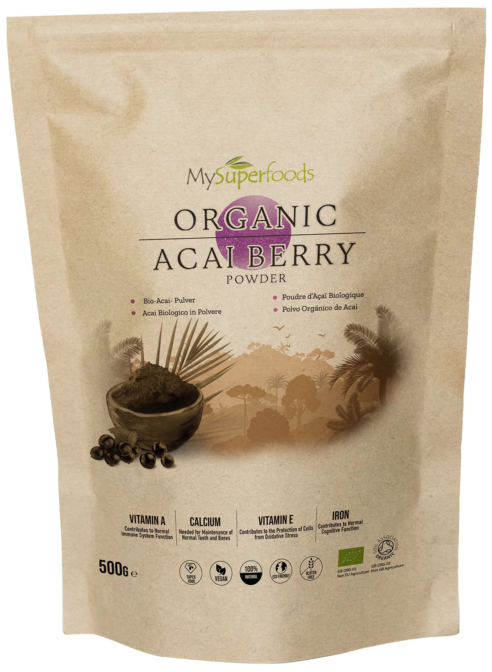 MySuperfoods Organic Acai Berry Powder (500g), Natural Source of ...
