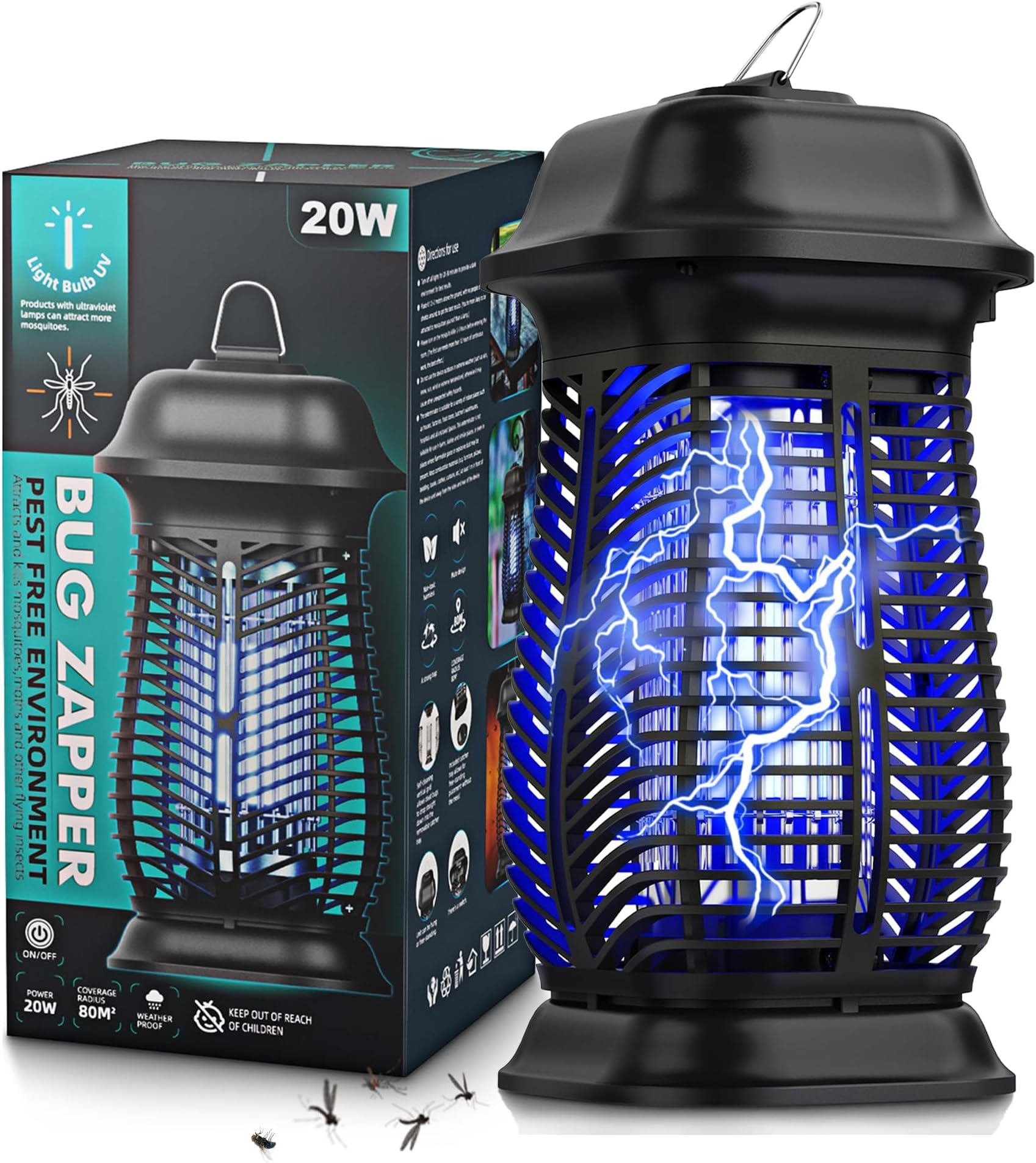 Amazon.com : Qualirey Electric Bug Zapper Indoor 3500V Powerful Mosquito Flies Killer USB ...