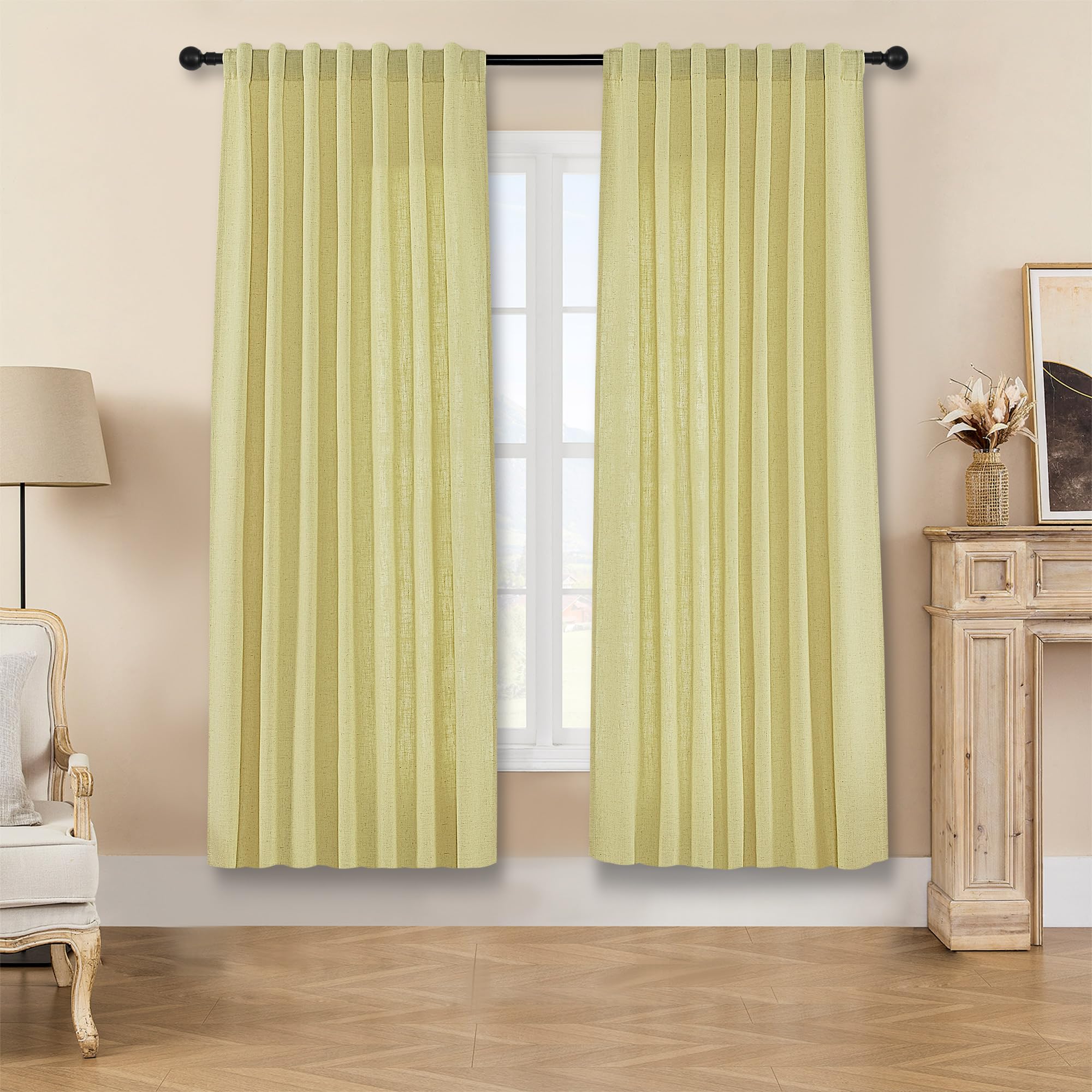 Snapklik.com : Linen Curtains 84 Inch Length 2 Panels Set, Curtains For ...
