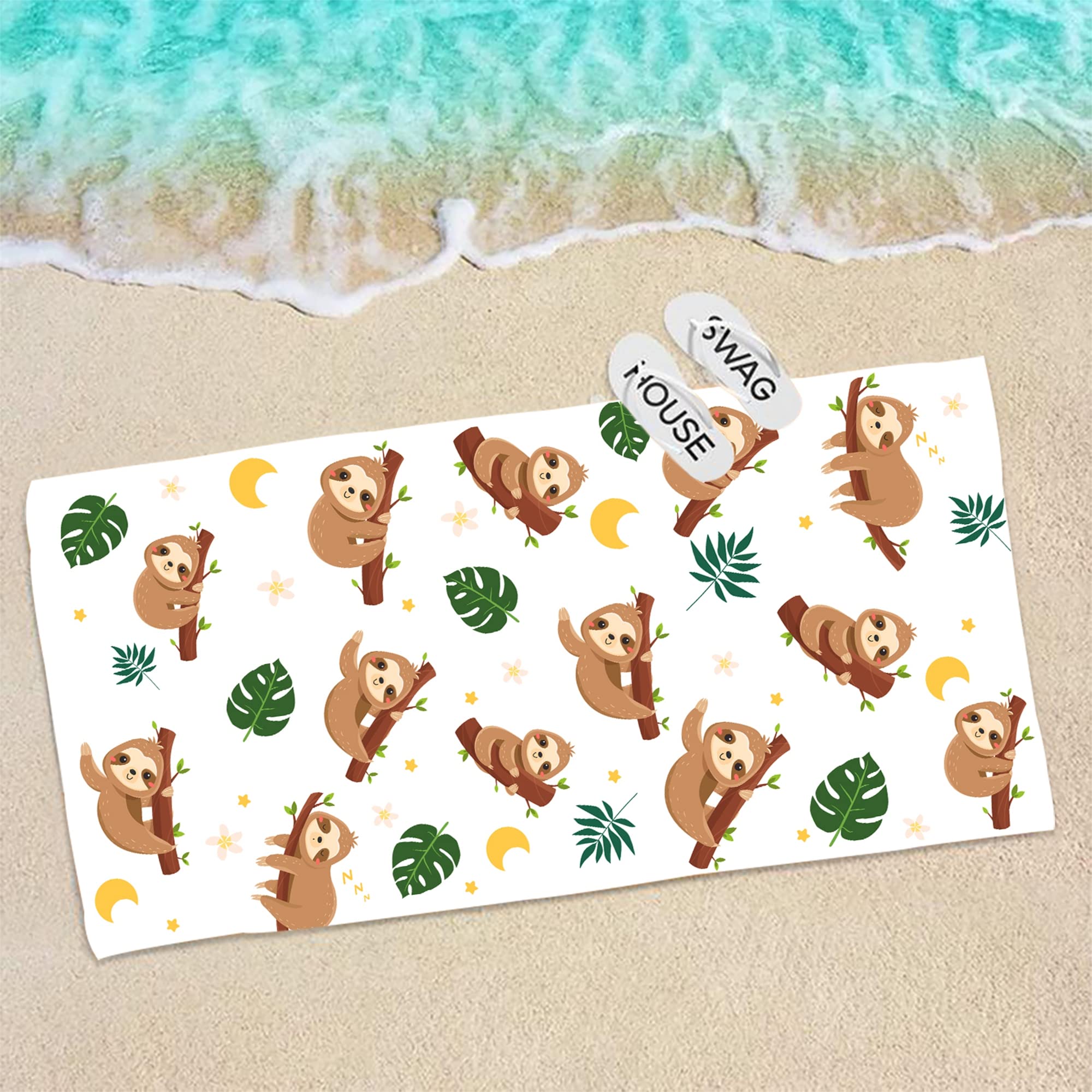 Amazon.com: Bonsai Tree Sloth Beach Towel, Cute Sloth Gifts for Kids ...