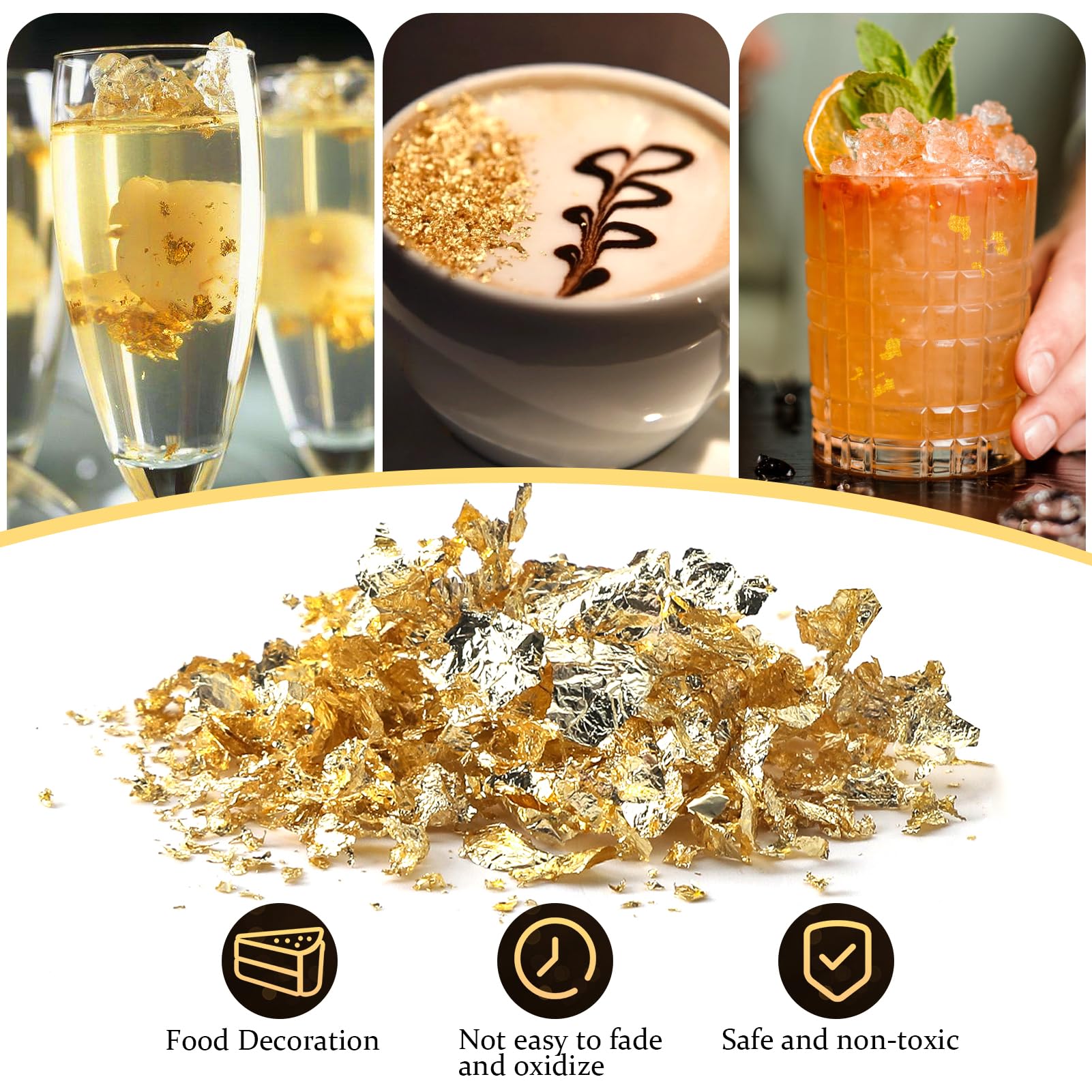 Snapklik.com : Bottled Edible Gold Flakes Leaf, 3 Bottles Imitation ...