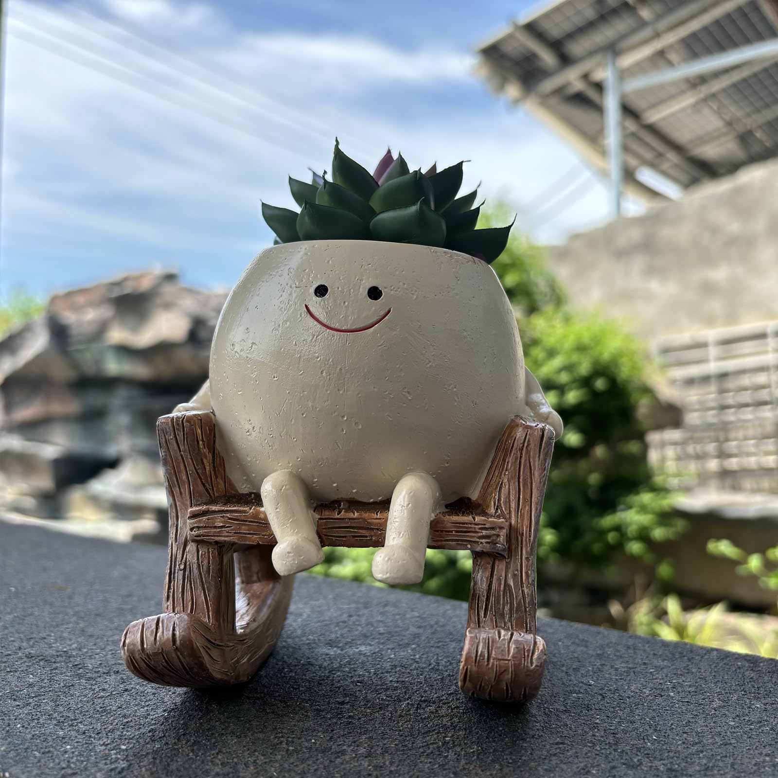 Amazon.com: HomeLuvo Smiley Face Planter Rocking Chair - Cute Smiling ...