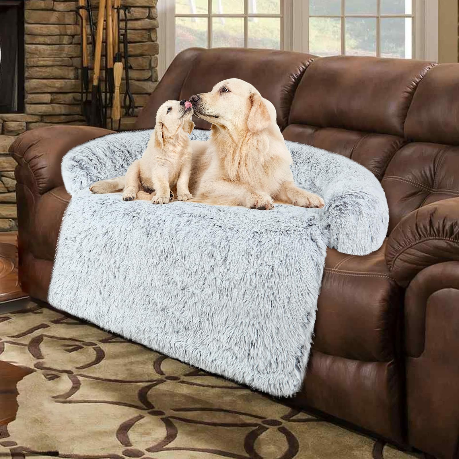 Amazon.com : 45" Dog Couch Bed Protector for Dogs Memory Foam, Removable Fluffy Plush Pet Dog ...
