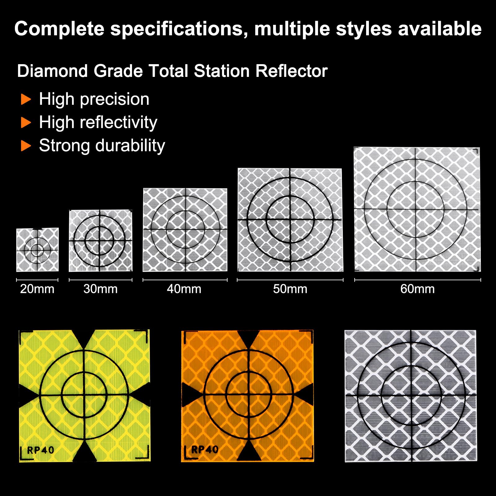 Snapklik.com : HARFINGTON 10pcs Survey Reflector Sheets 40mm Self ...