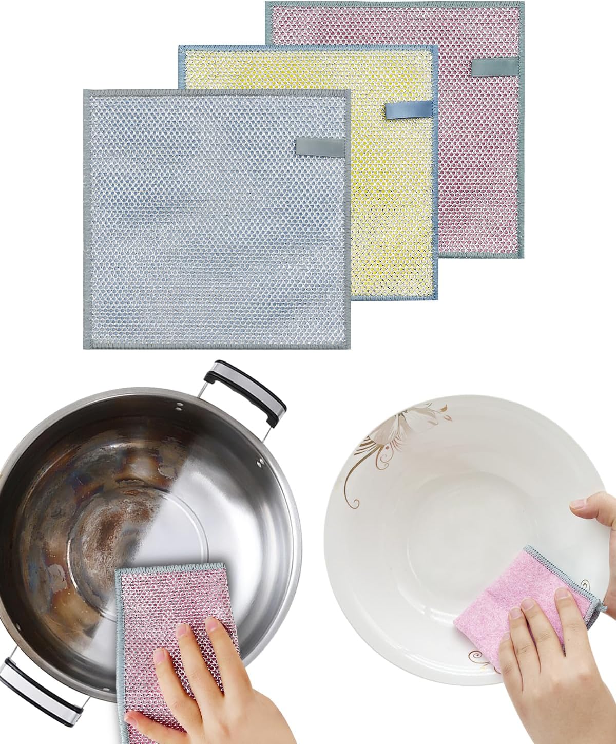 Amazon.com: ENTEAM 2024 New Multipurpose Wire Dishwashing Rags for Wet ...