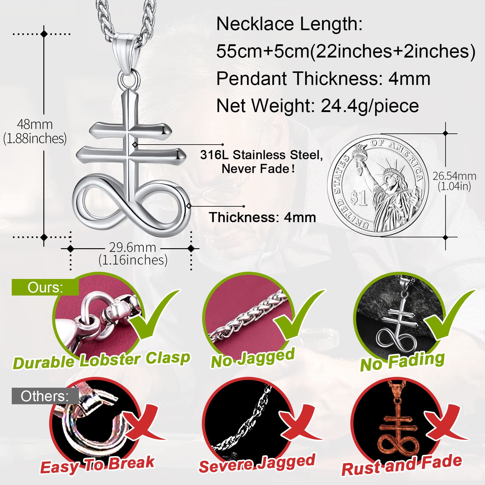 Snapklik.com : Leviathan Satanic Brimstone Cross Necklace For Men ...