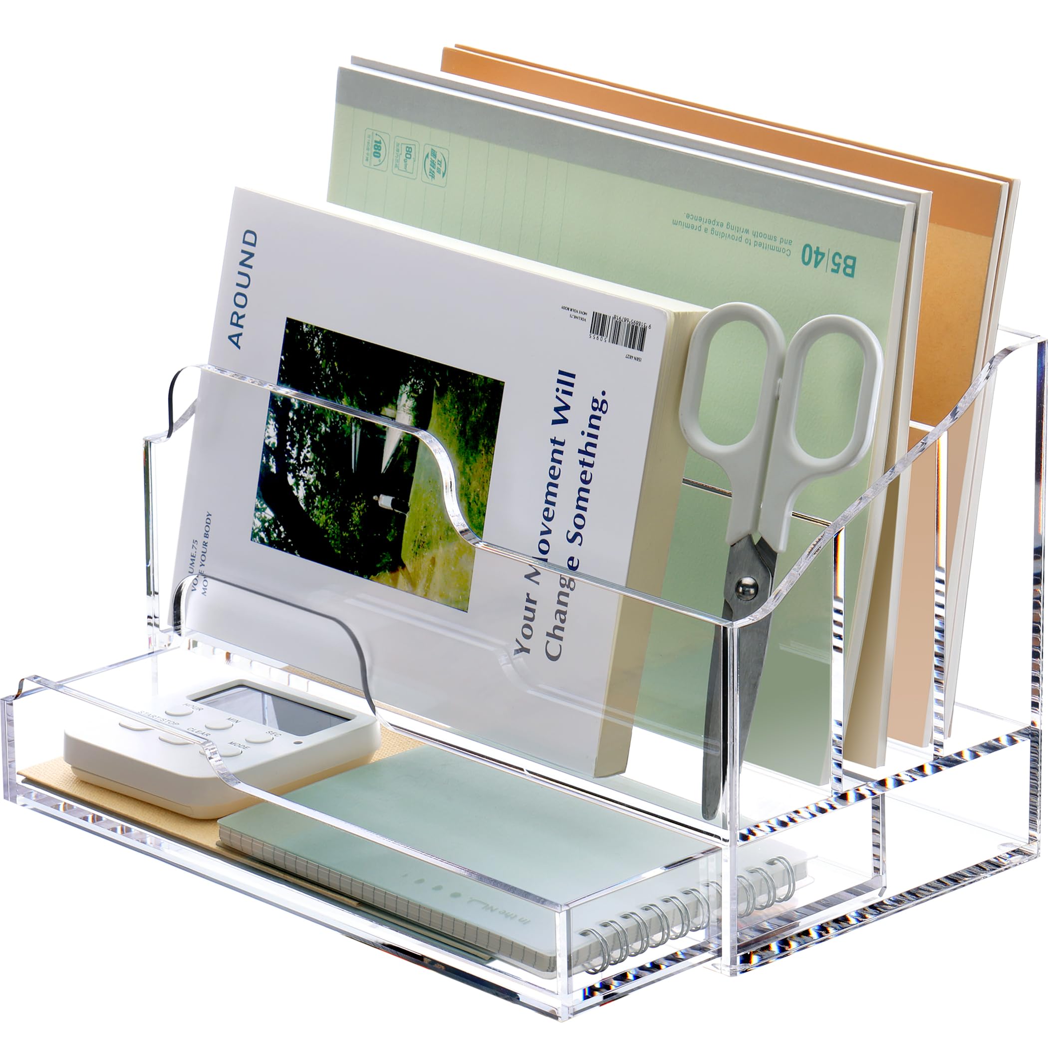 Amazon.com: SANRUI Desk Organizer with Drawer, Acrylic File Organizer ...