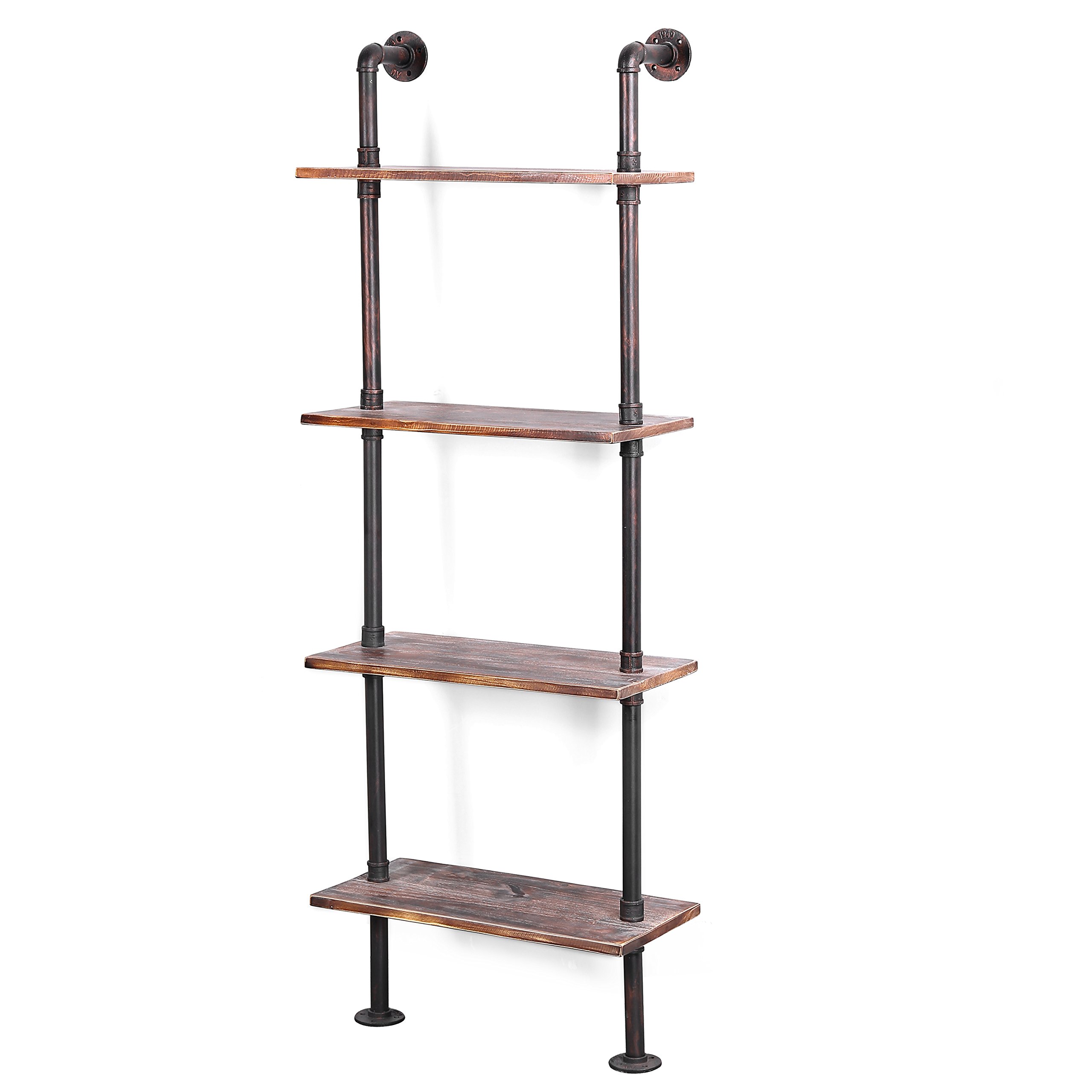 MyGift Industrial Style Metal and Wood Wall-Mounted 4-Tier Display ...