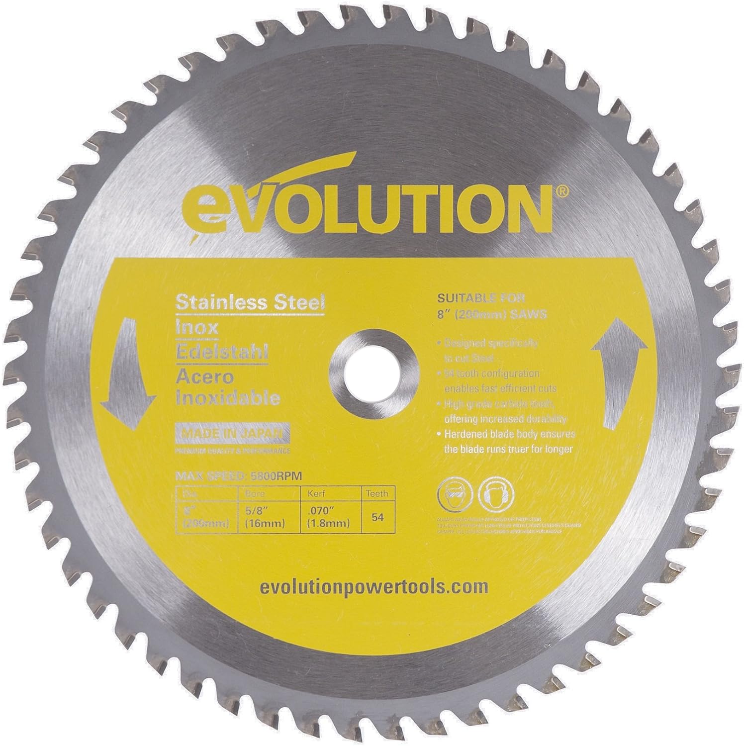 Evolution Power Tools 8BLADESS Stainless Steel Cutting Saw Blade, 8 ...