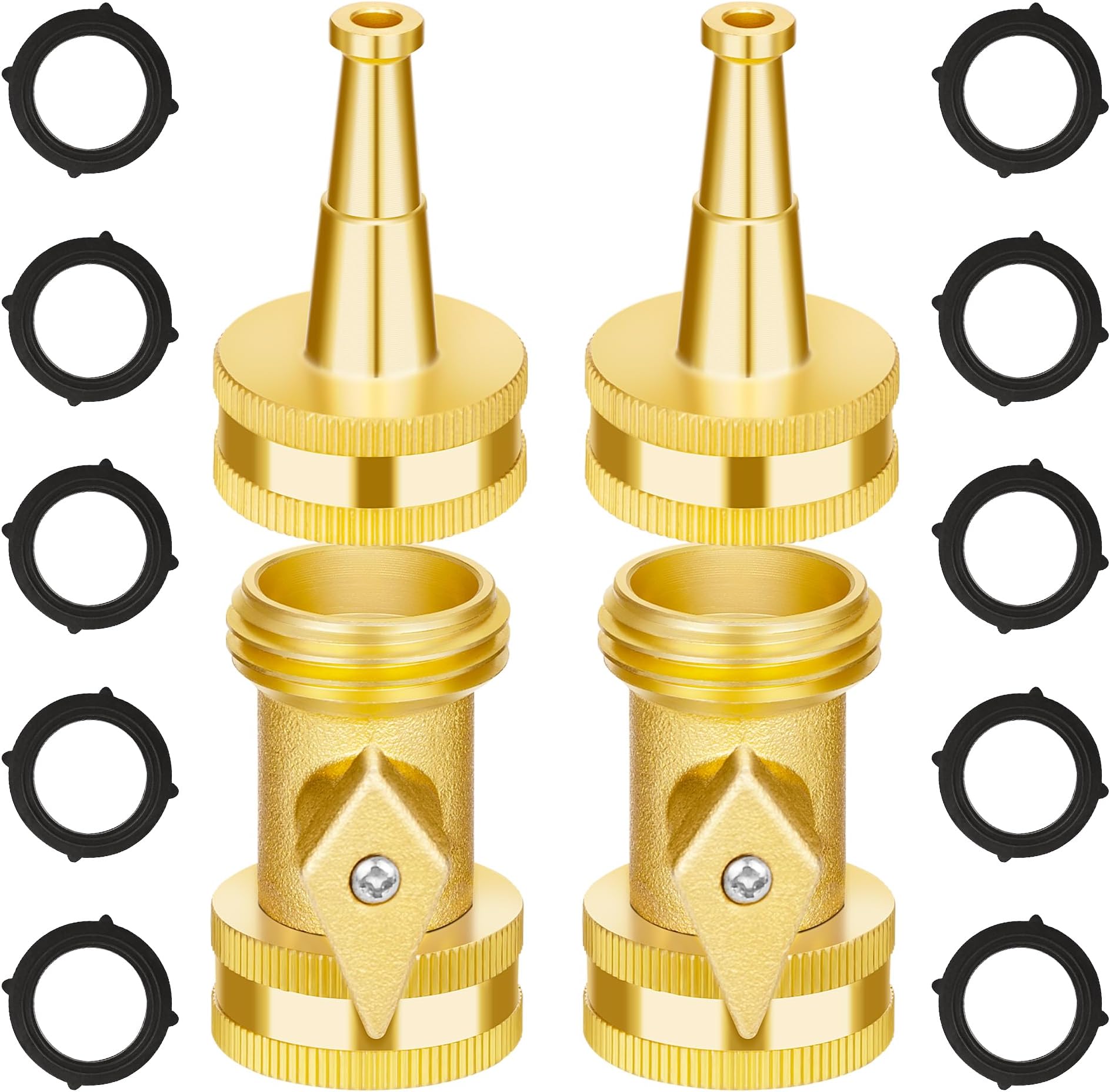Amazon.com : 3 Pack Brass Nozzle Power Brass Hose Nozzle, Adjustable ...