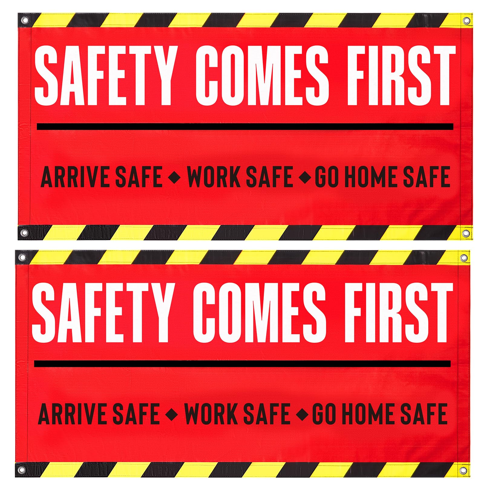 Amazon.com : Peryiter 2 Pcs Safety First Banner Sign 4 x 2 ft ...