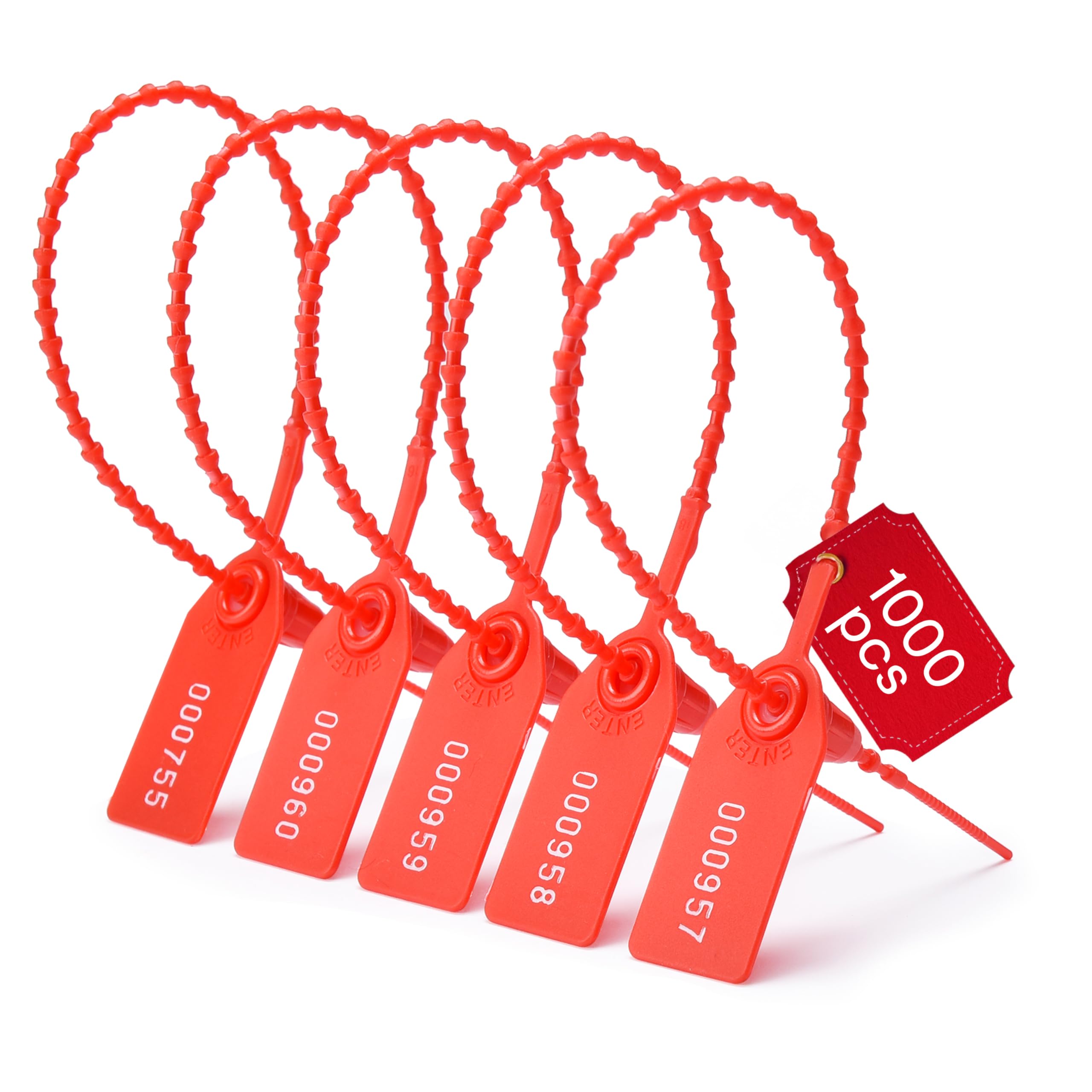 1000pcs Plastic Security Seal Red Security Tag Tamper Ties Work ...