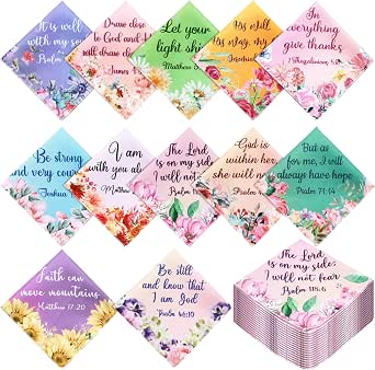 FuWeave 48 Pcs Christian Handkerchiefs for Women Inspirational Bible ...