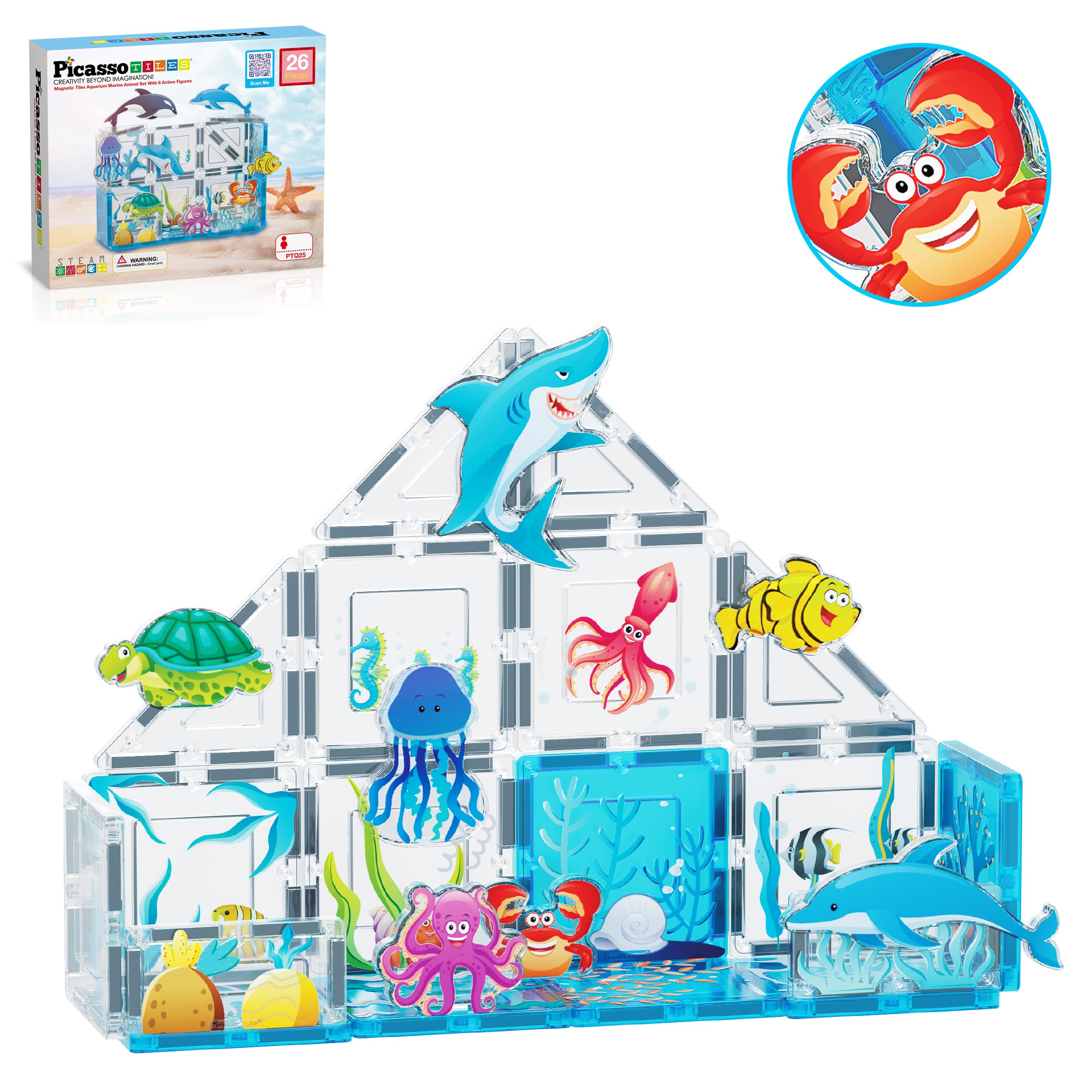 Snapklik.com : PicassoTiles Magnet Tile Building Blocks Marine Animal ...