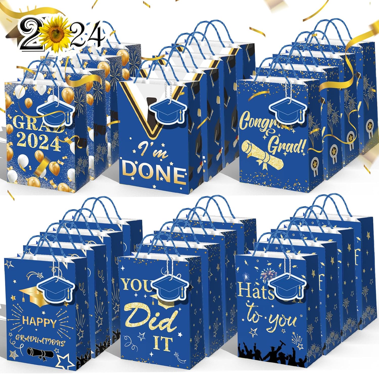 Amazon.com: Kenburg 24 Pack Graduation Gift Bags with Tags, Paper 2024 ...