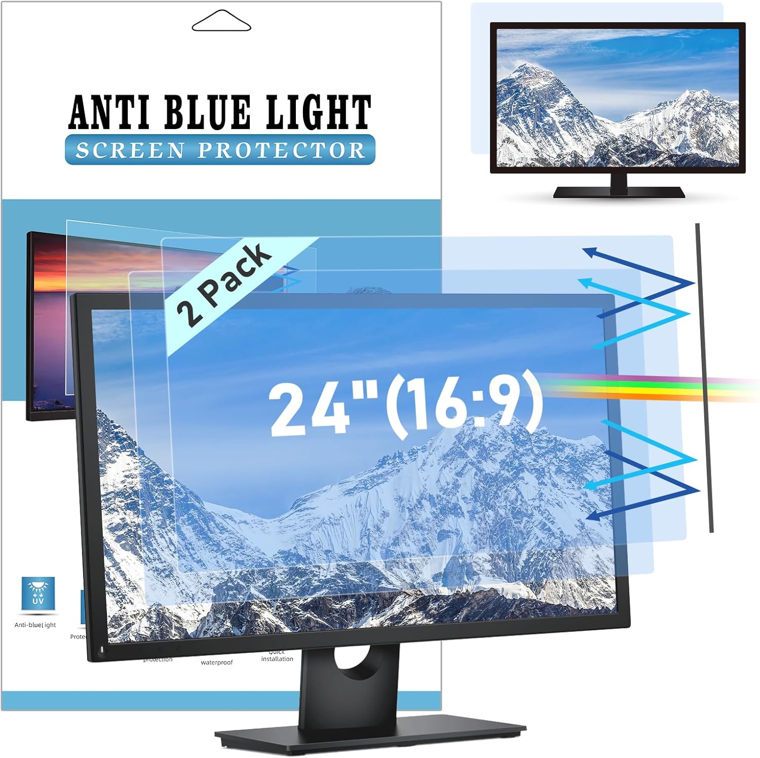 LAMA 2 PACK 24 Inch Blue Light Blocking Screen Protector, 24" Computer ...