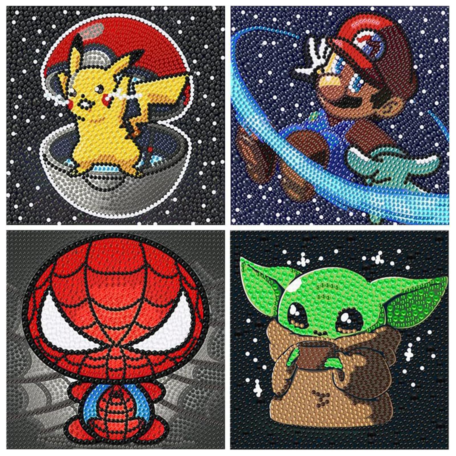 Diamond Painting Kits for Kids,4 Packs 5D Cartoon Diamond Painting Kits ...