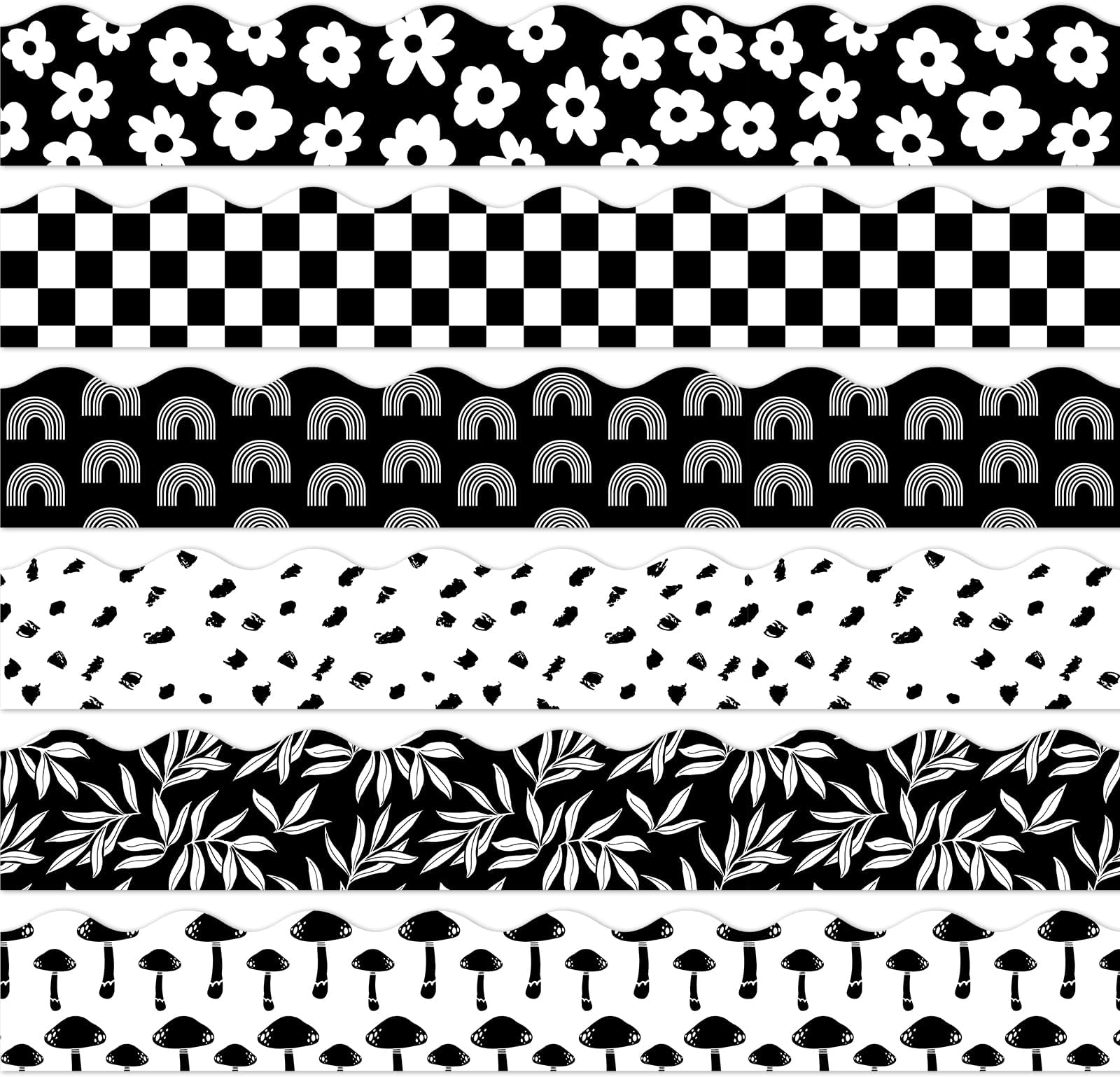 Amazon.com: AnyDesign 69Ft Black and Ivory Boho Bulletin Board Borders ...