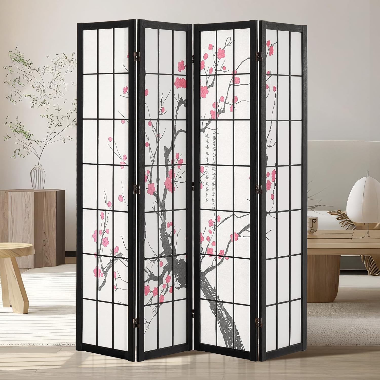 Amazon.com: VEVOR Room Divider, 4 Panel Japanese Room Divider Screen ...