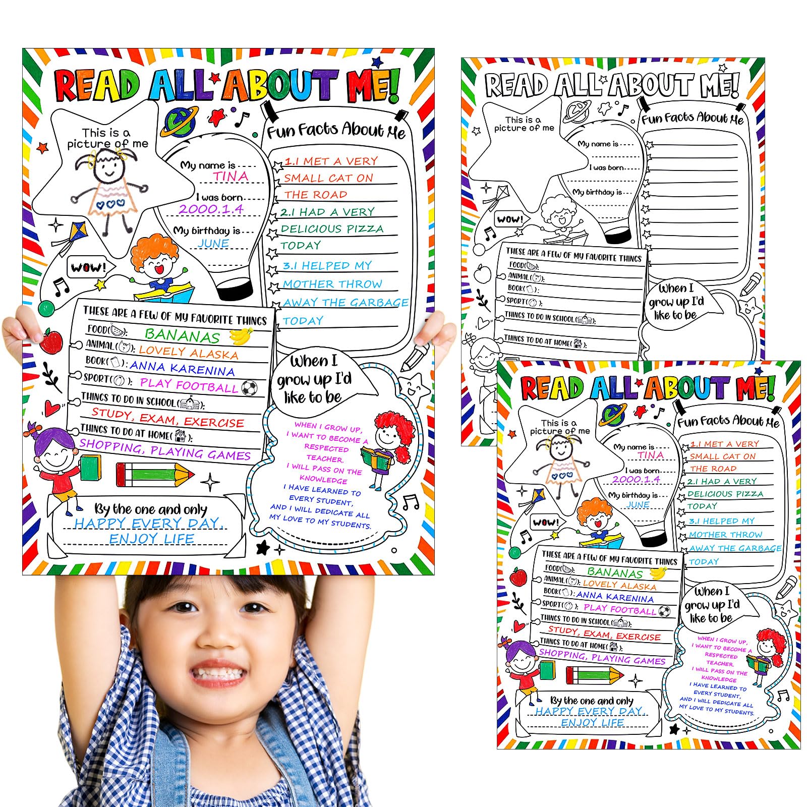 Snapklik.com : 40 Pcs Read All About Me Student Posters 17" X 22" Star ...