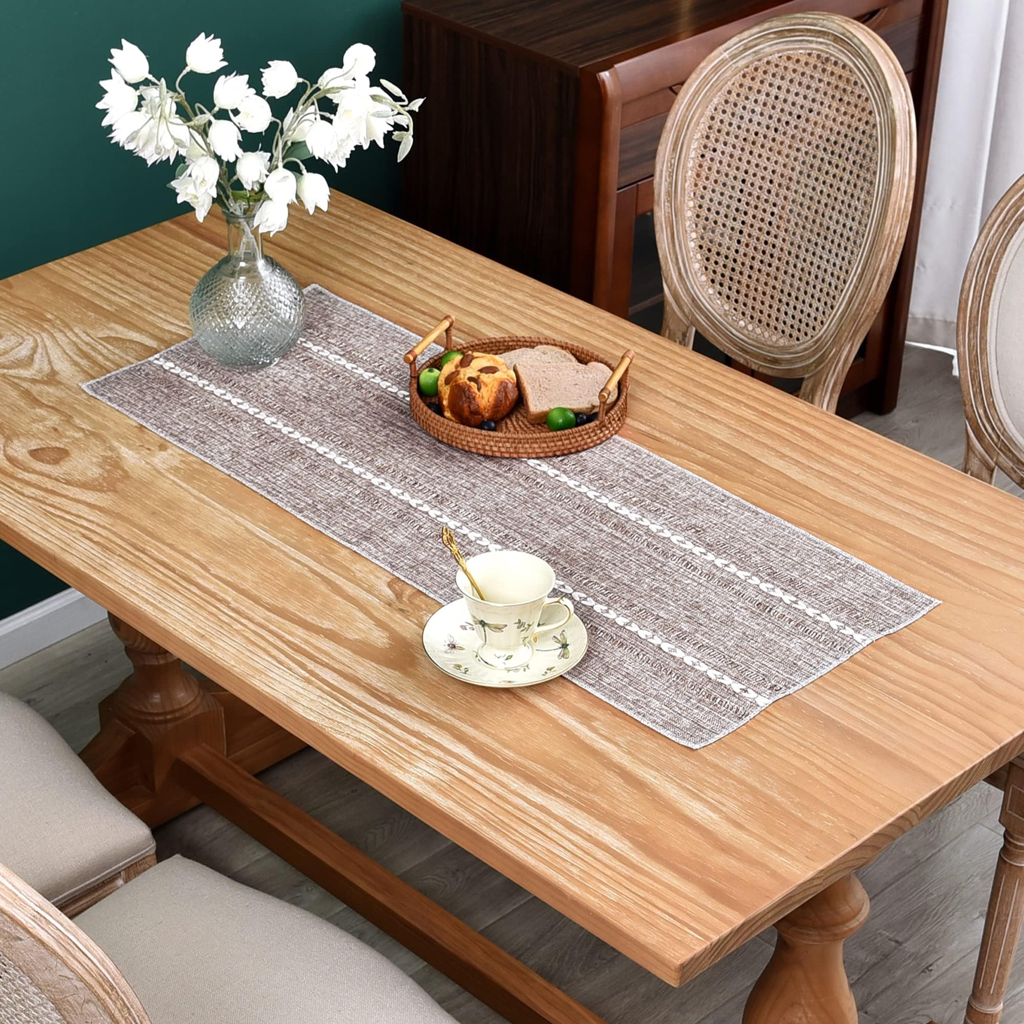 Amazon.com: Farmhouse Braided Striped Table Runner Rustic Embroidery ...