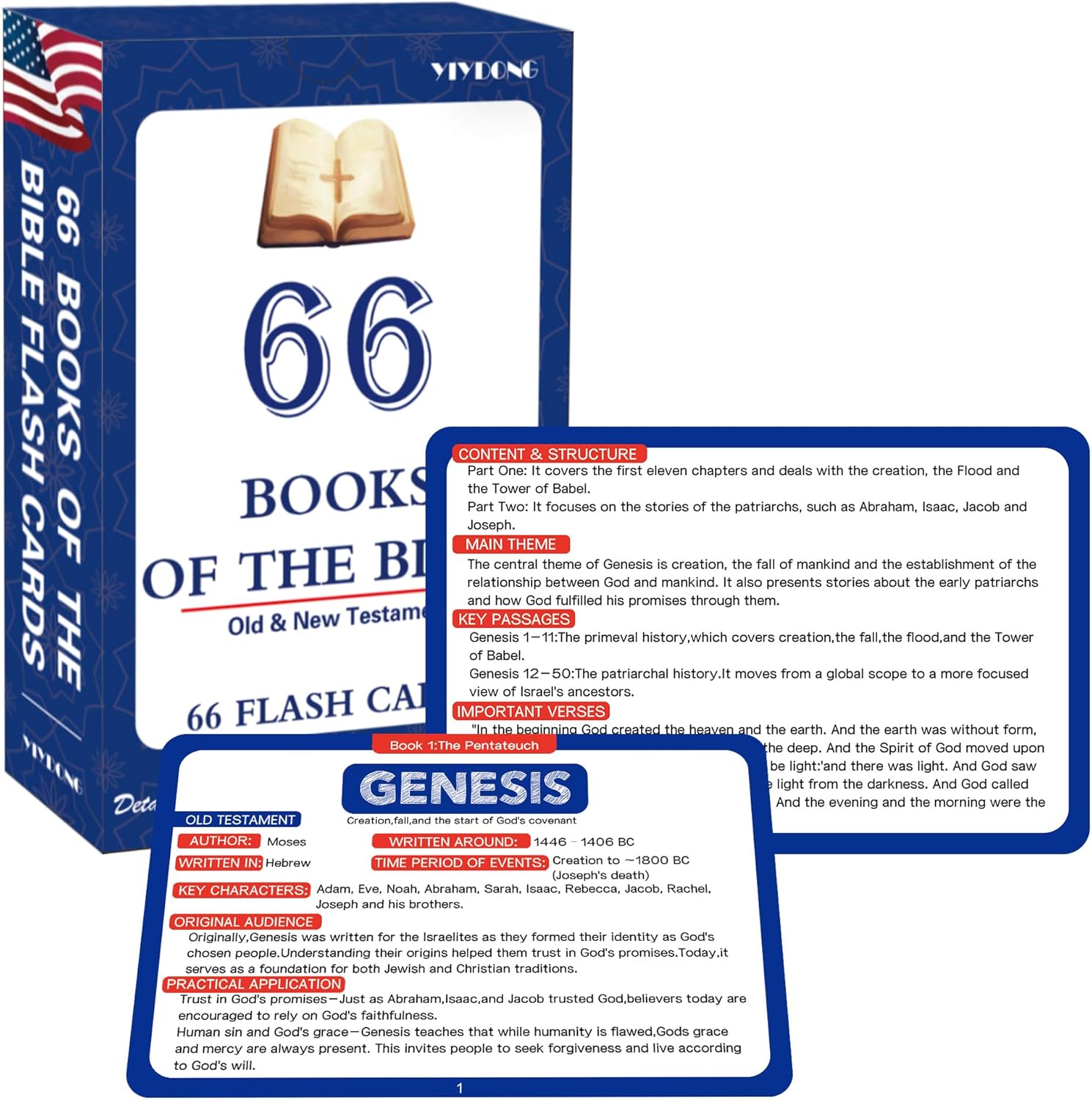 Amazon.com: YIYDONG Bible 66 Books Flash Cards - Scripture Memory Cards ...