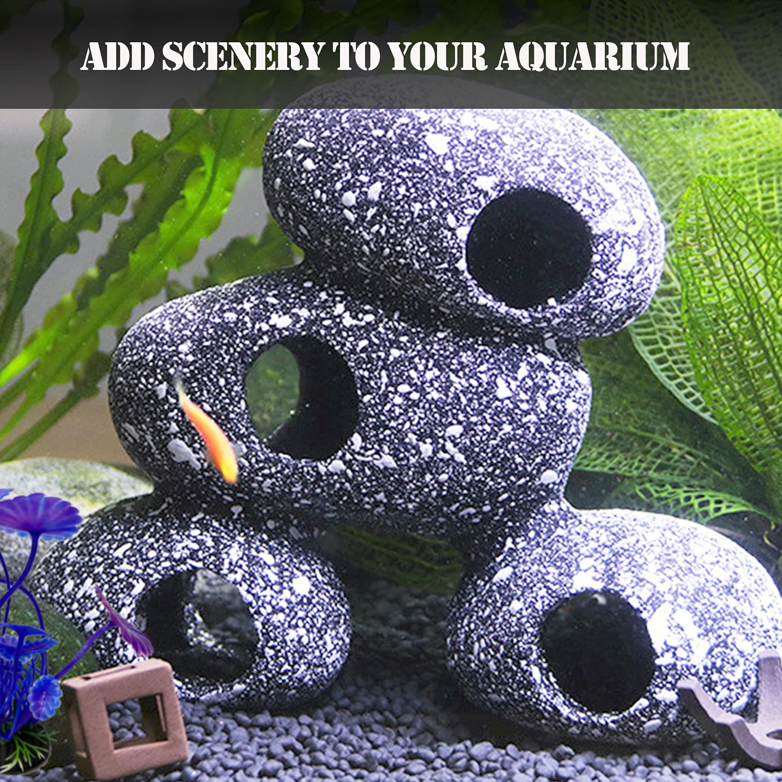 kathson Cichlids Caves Decor, 4 in 1 Aquarium Resin Rock Decoration ...