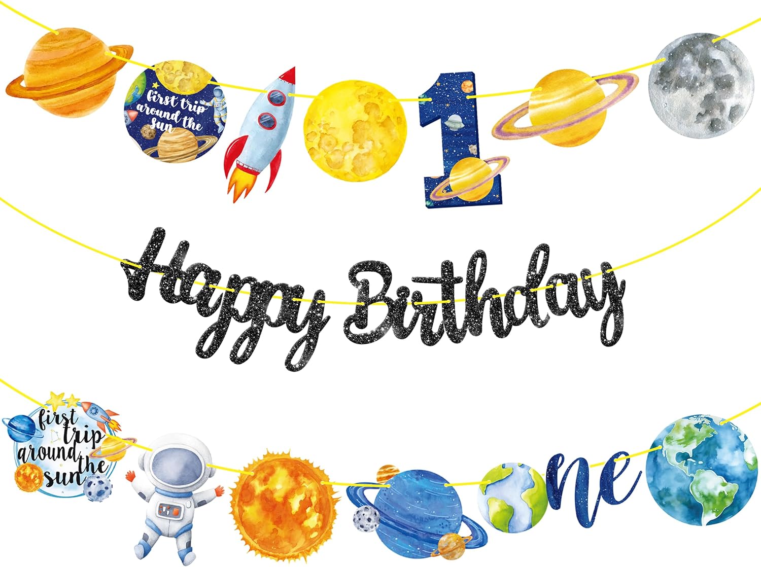 Amazon.com: First Trip Around Around The Sun Decorations 3Pcs Outer ...
