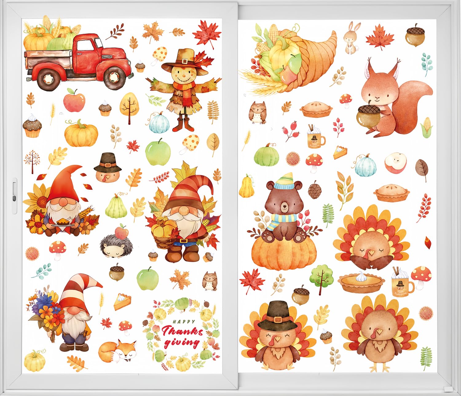 Amazon.com: 12 Sheets Big Size Thanksgiving Window Clings Fall Window ...