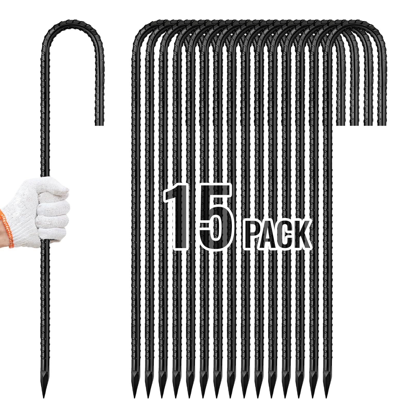 Snapklik.com : Rebar Stakes 12 Inch, Ground Stakes Heavy Duty J-Hook ...