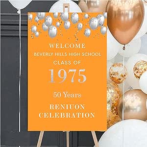 Amazon.com: Personalized 50th Reunion Welcome Sign, Custom Sliver Balloon 50th Class Reunion ...