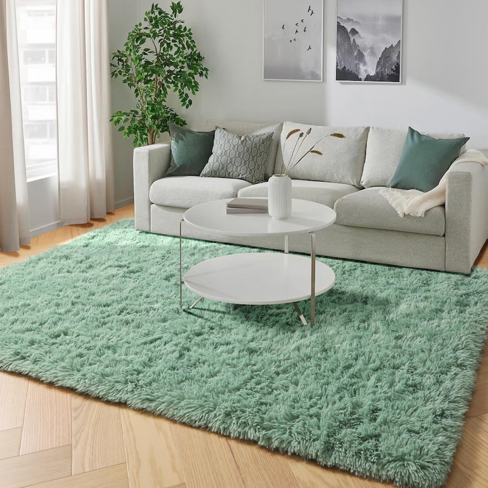 Amazon.com: PAGISOFE Machine Washable Sage Green Rugs for Living Room ...