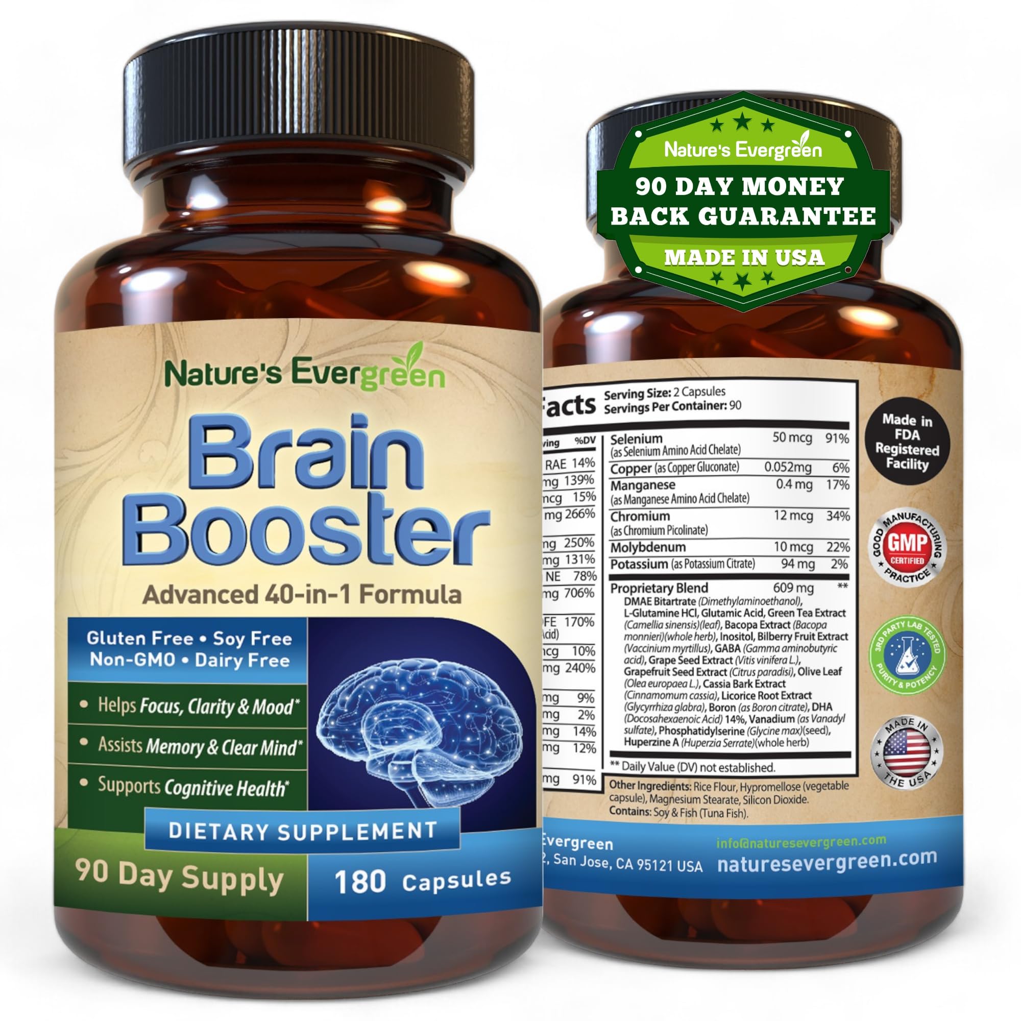 Amazon.com: Brain Booster 40-in-1 Formula Supplement for Focus, Memory ...