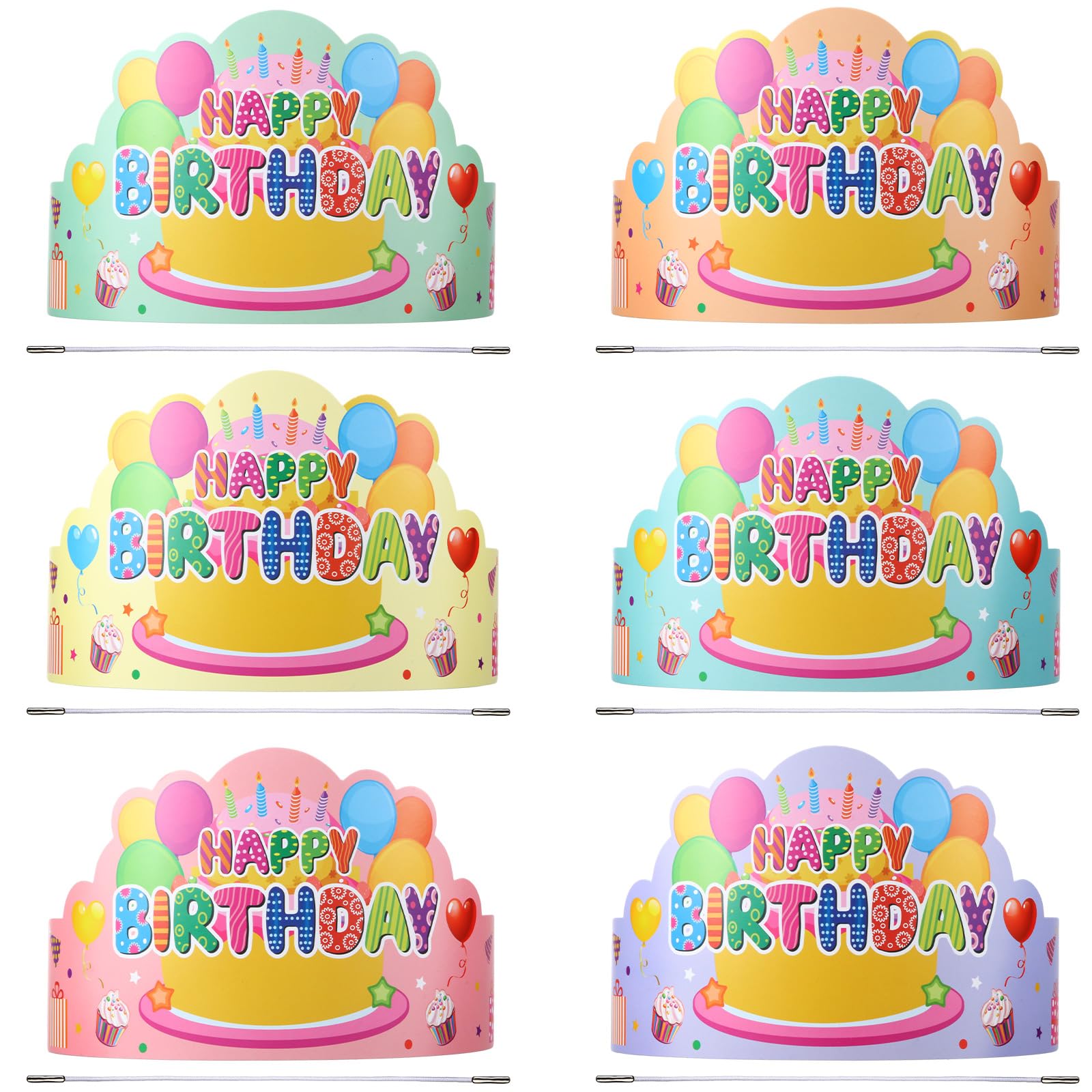 Snapklik.com : 36 Pcs Happy Birthday Crowns For Kids Paper Birthday Hat ...
