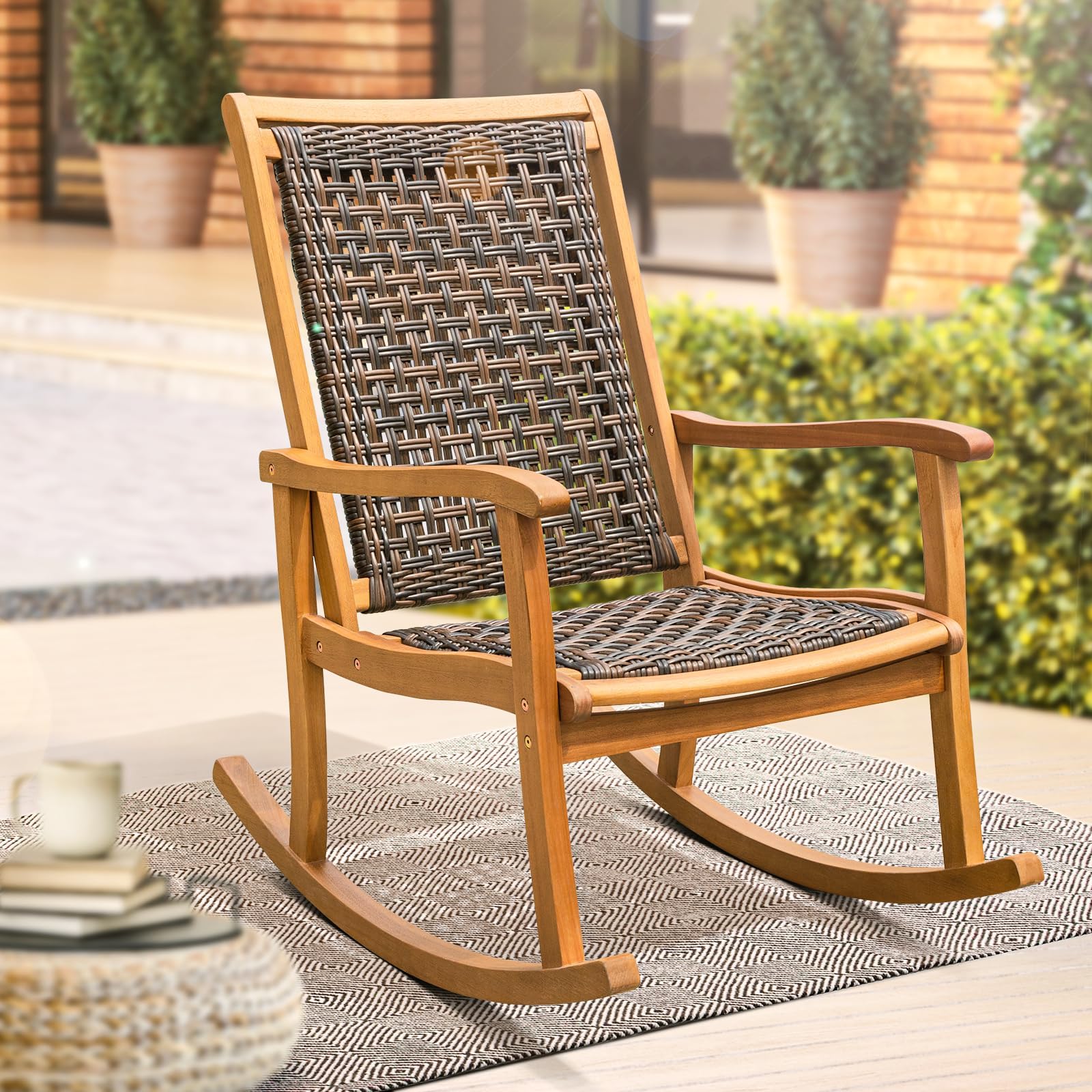 Amazon.com: Aspect Living Vega Outdoor Rocking Chair with Beverage ...