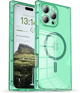 Amazon.com: IAIYOXI Rectangle Edge Magnetic Clear Case for iPhone 16 Pro Max, Compatible with ...