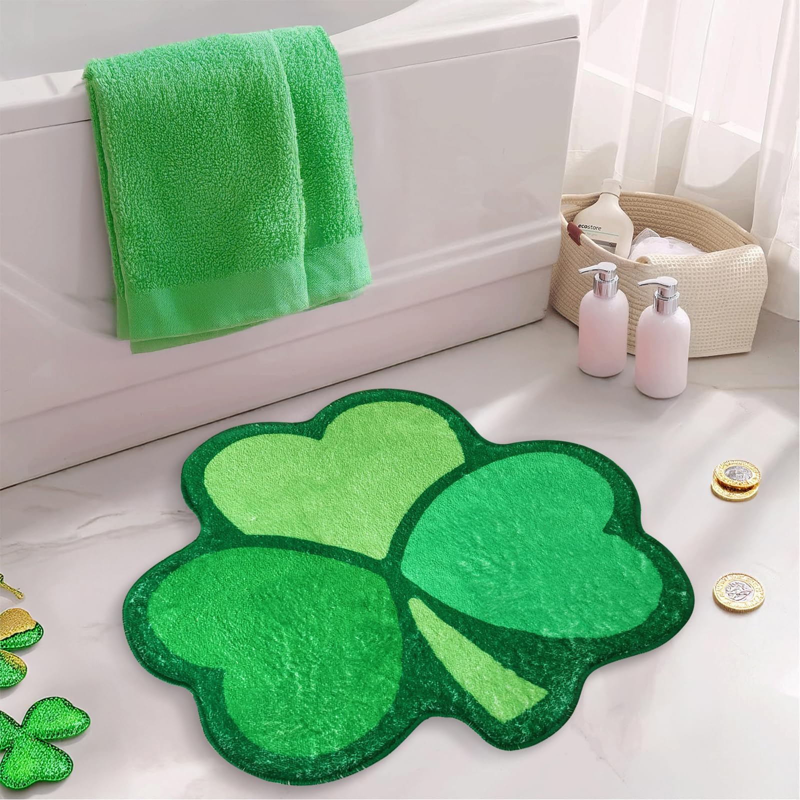 Amazon.com: St Patricks Bathroom Rugs Shamrock Decorations Indoor ...