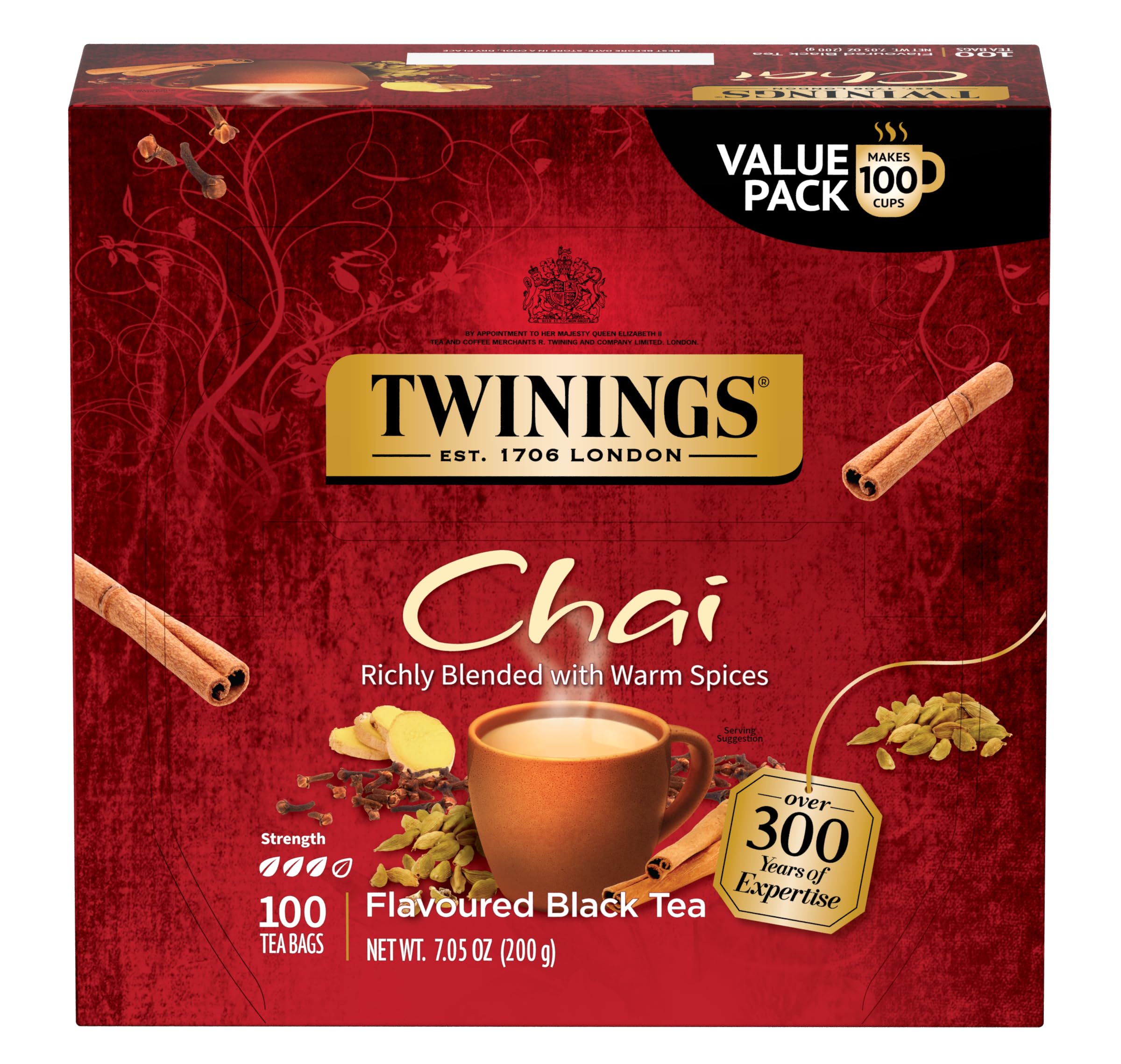 Amazon.com: Twinings Chai Black Tea Individually Wrapped Bags, 100 ...